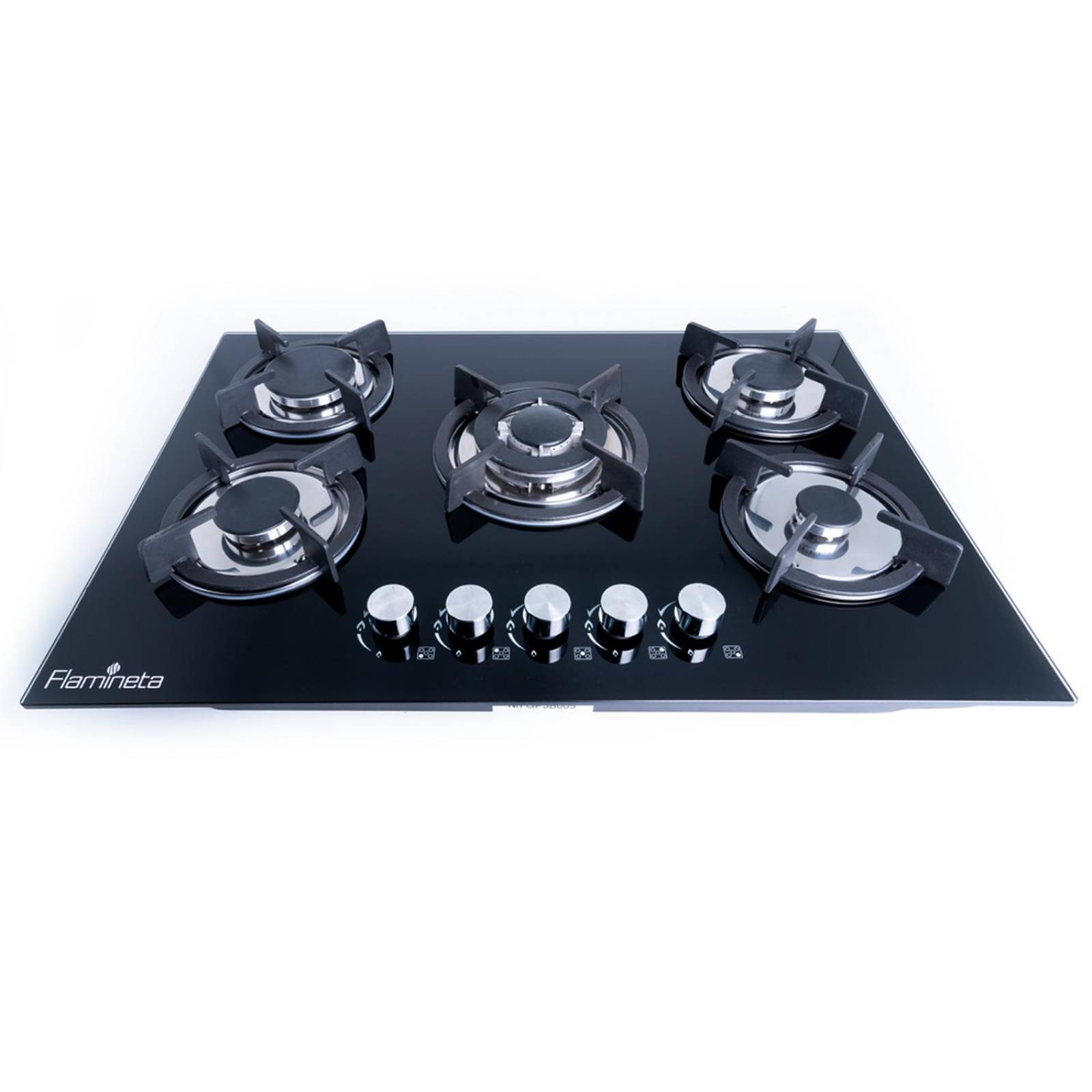 Parrilla estufa de gas 5 quemadores empotrable cristal templado