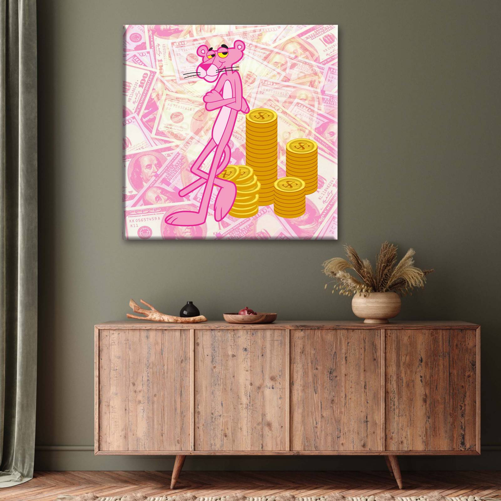 Cuadro Decorativo Canvas Pantera Rosa 100x100