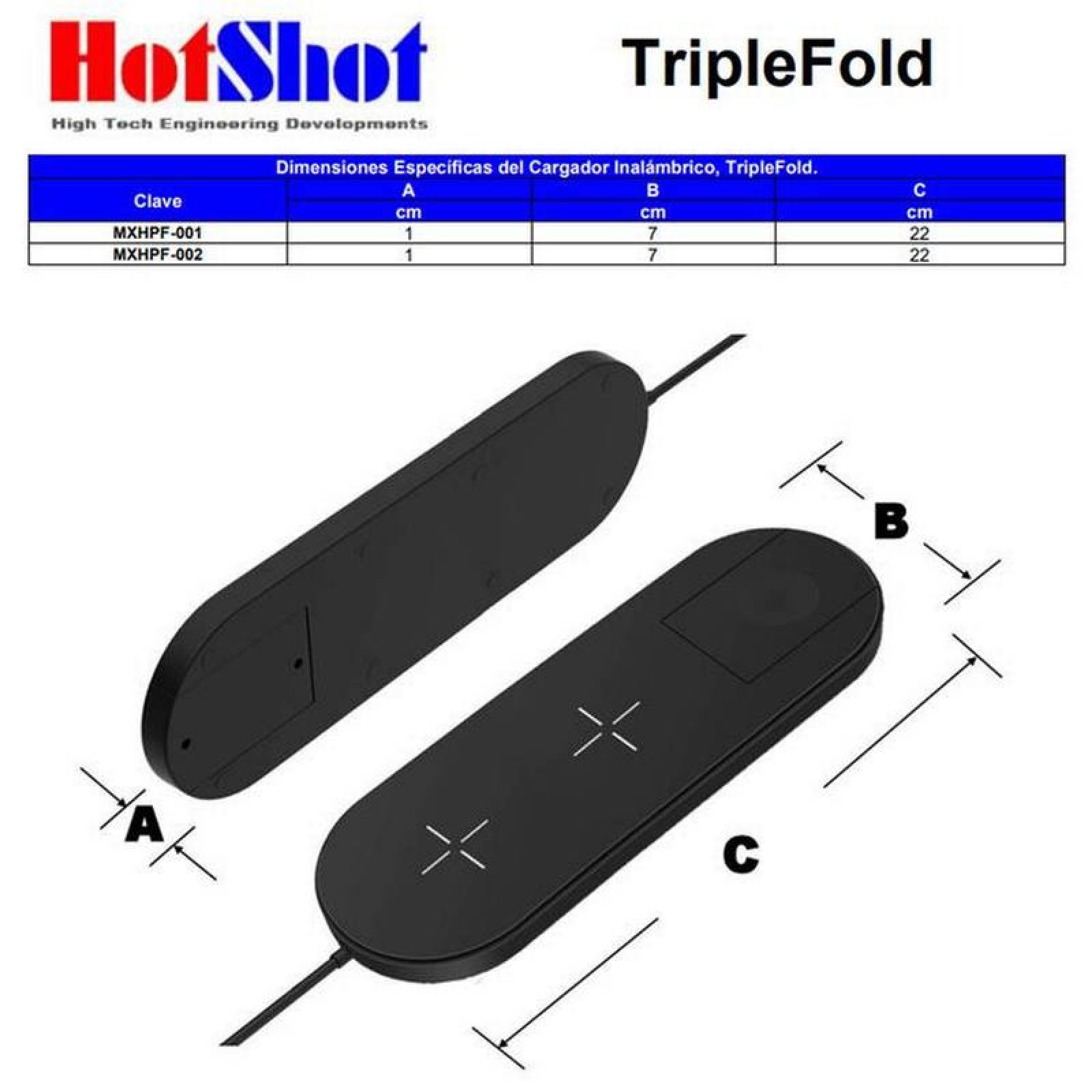 Cargador con Soporte para Reloj MXHPF-002-11 Entrada 9V 3A Qi Blanco Cable USB Incluido, TripleFold