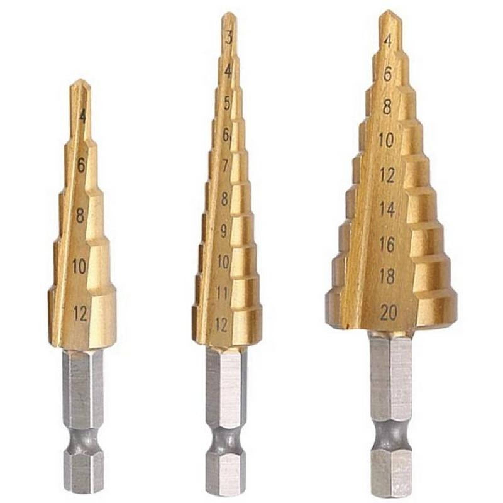 Diferentes Tamaños de Brocas MXTGO-001-3 3 Pzas 1 x 3-12mm 1 x 4-12mm 1 ...