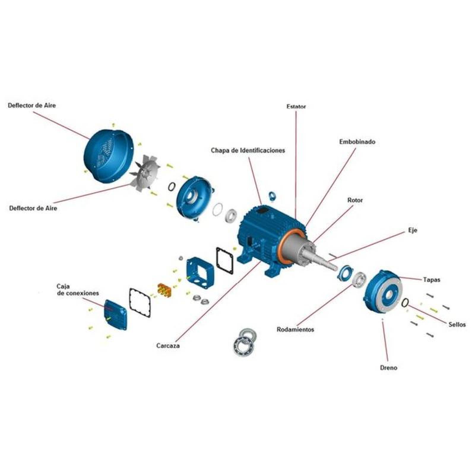 Motores Modernos MXASB-001-3 1HP 4 Polos 0,75kw 208-230460V 3F 60Hz ...