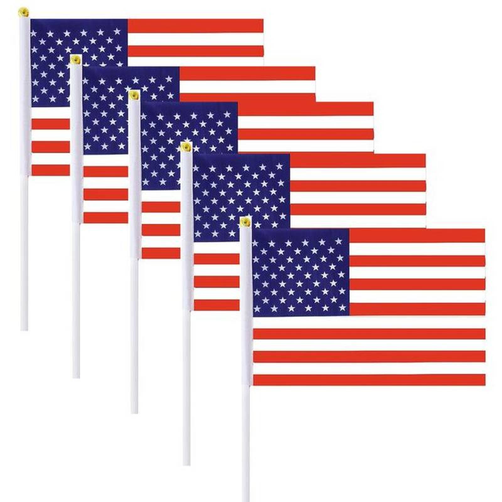 Mini Banderas de USA MXUSG-001-2 5Pzas USA 14x21cm Tela Poliéster Asta ...
