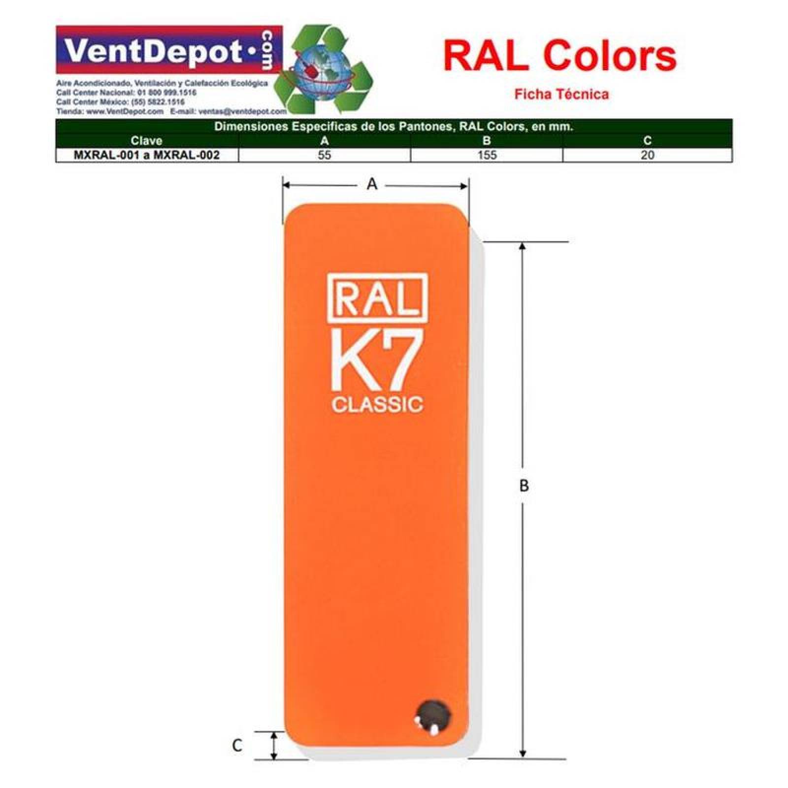 Paleta de Colores RAL MXRAL-001-9 1 Pza 216 Colores 9 Familia de ...