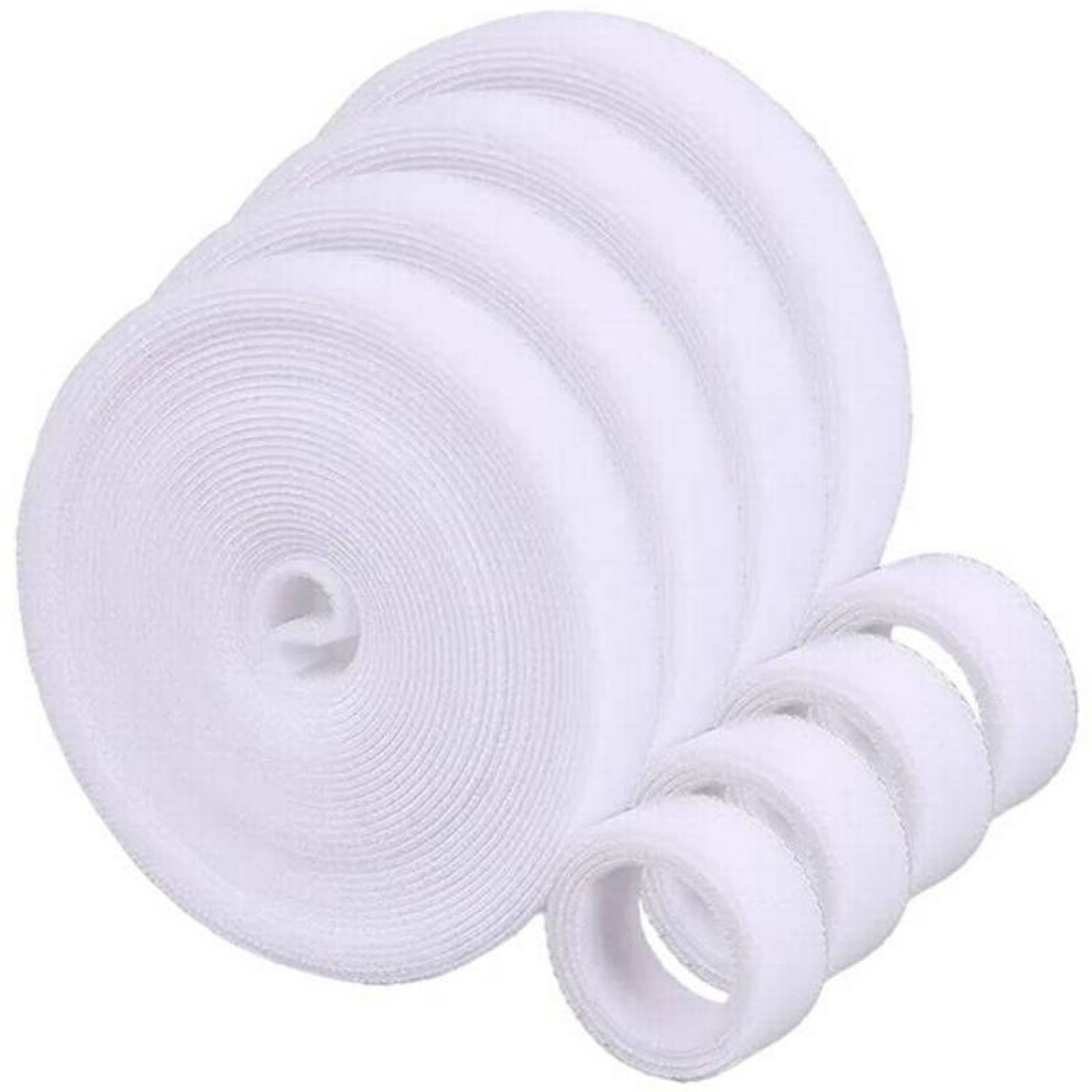 Cinta Multiusos MXHHL-004-6 4 pzas 5m 12mm Blanco Rollo Velcro Doble ...