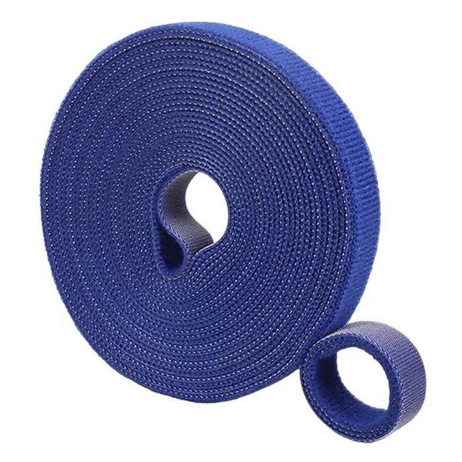 Fijador de Cables MXUHL-001-2 1 pza 5m 12mm Azul Rollo Velcro Doble Cara Hook Loop, HookLoopBlue