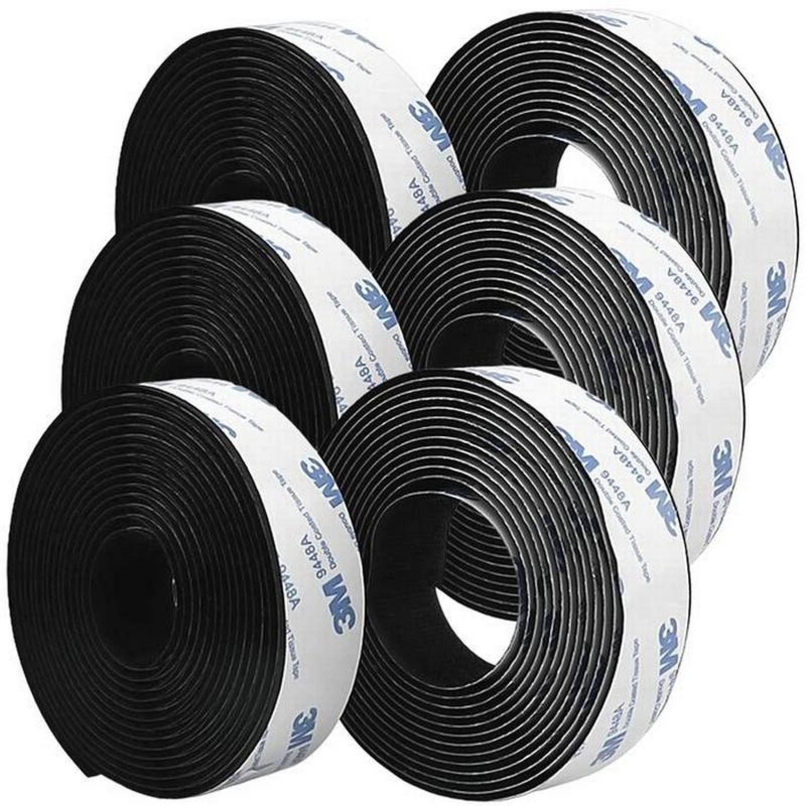 Cinta Adhesiva Gancho y Bucle MXVKP-003-4 3 pzas 25mm 1m Negro Rollo Velcro Adhesivo Hook Loop ...