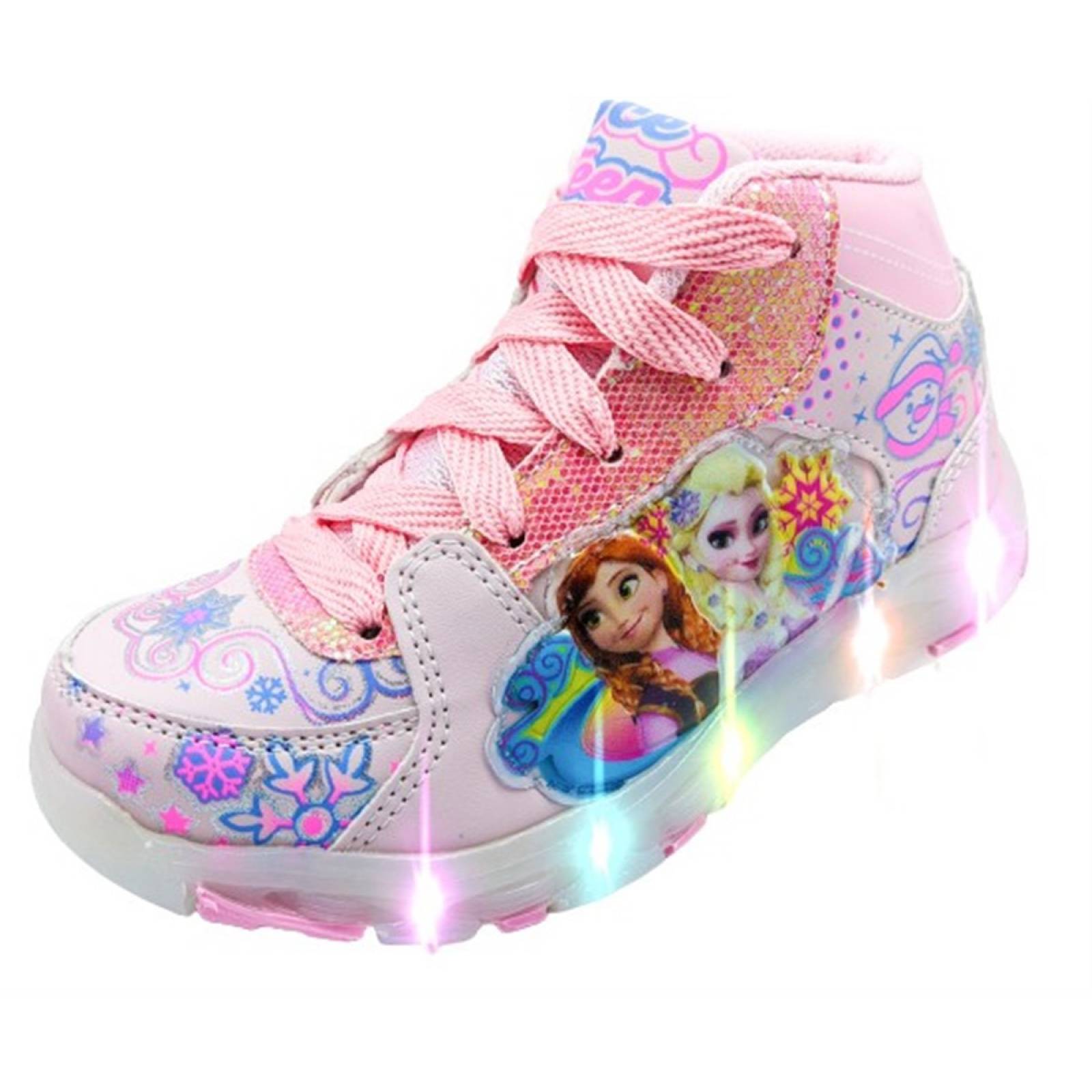 Tenis Niña Bota Princesas Luces Leds Elsa Y Ana Rosa 325-RP (12.0 - 21.5)