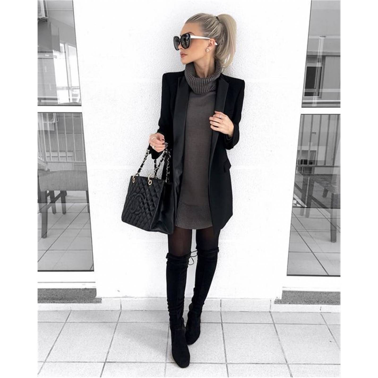 Botas Maxibota Extra Largas Tacon Suave Stretch 6000-N Negro