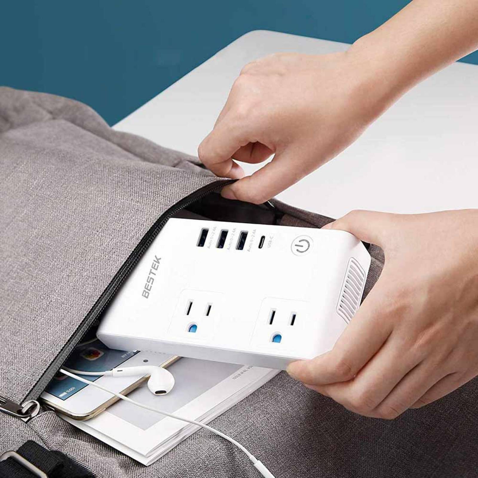 Multicontacto Con Adaptadores Universal 220v Bestek Mrj201ku