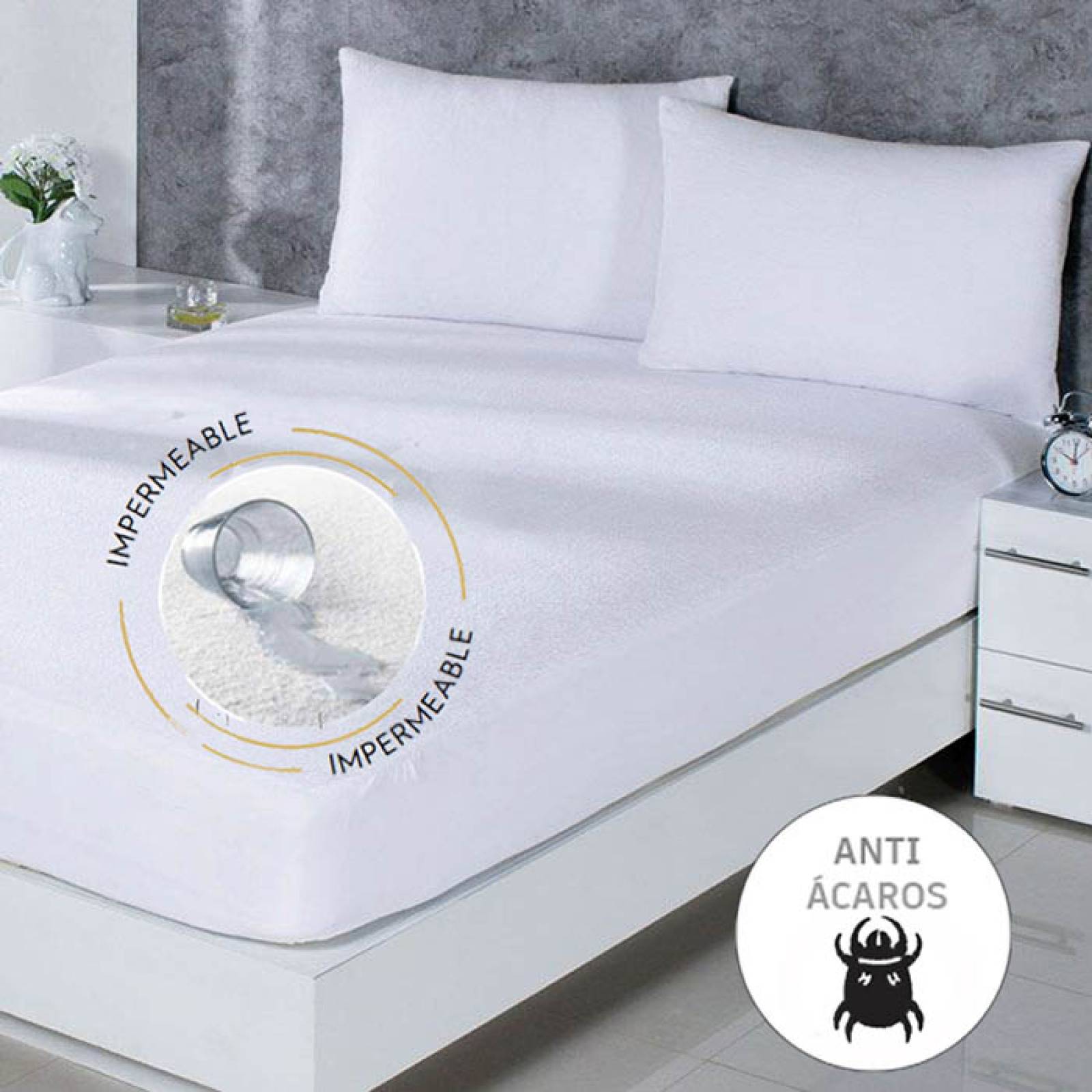 Cubre Colchón Impermeable Matrimonial Hipoalergénico
