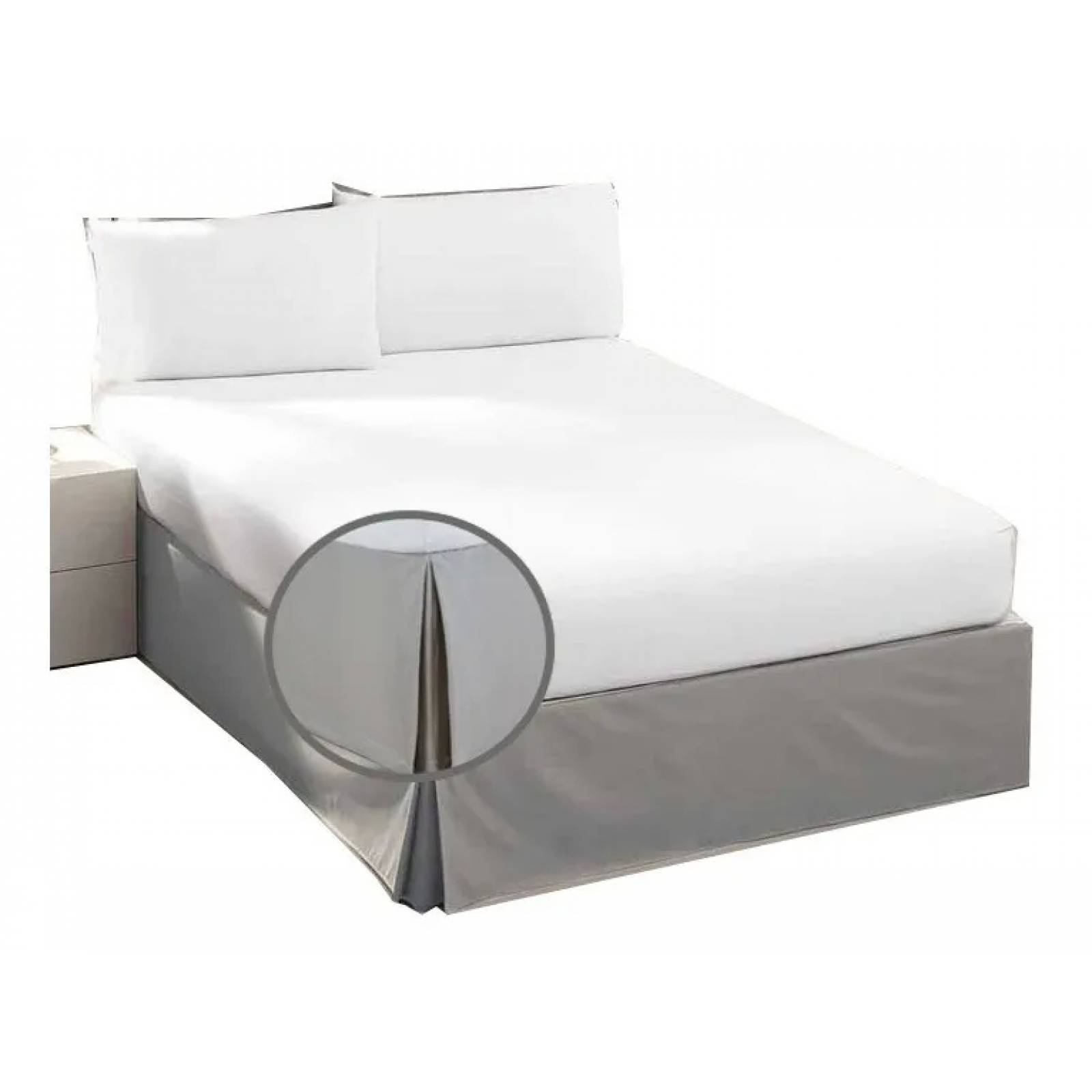 Rodapie De Cama Matrimonial Gris Concord | Faldón Para Colchón