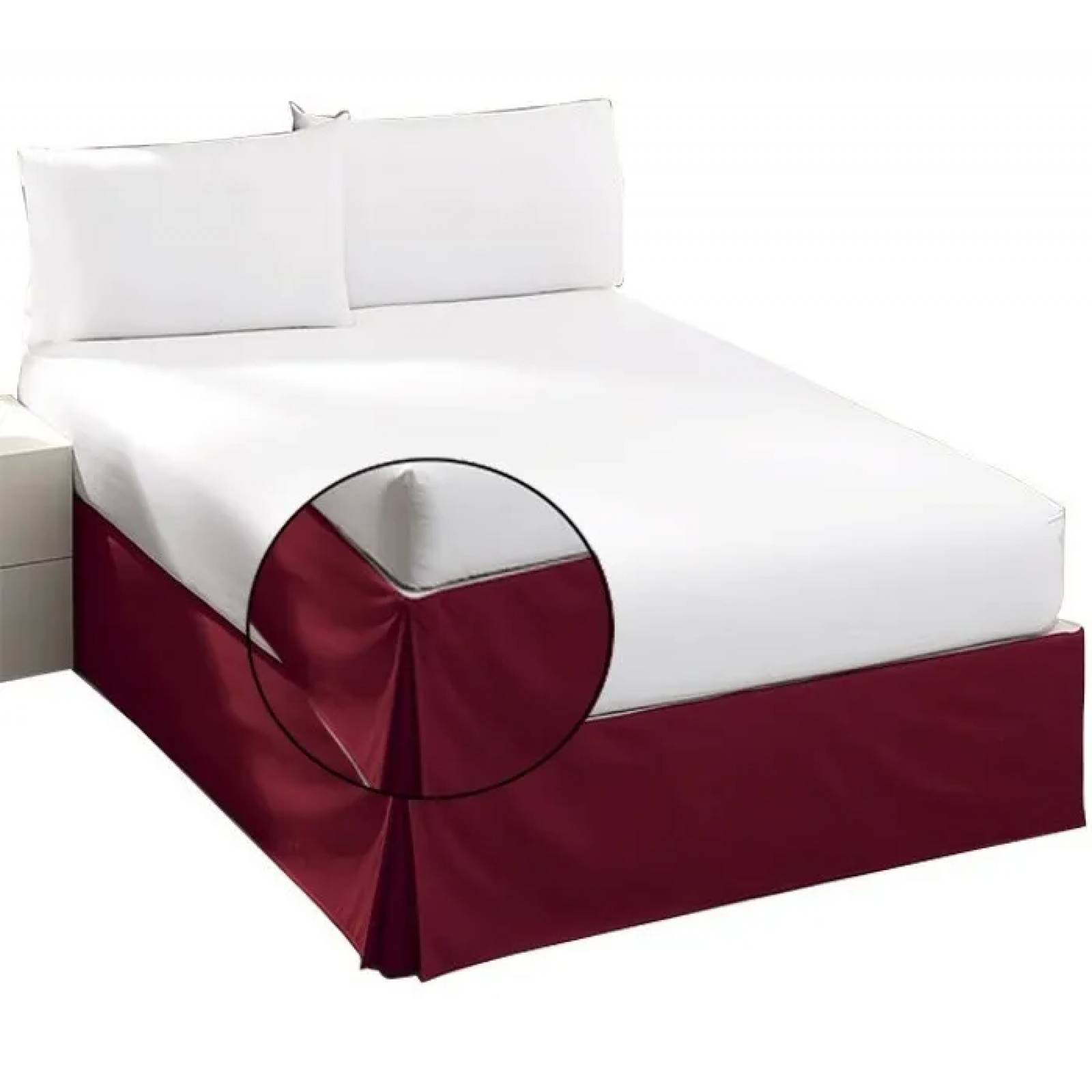 Rodapie De Cama Matrimonial Vino Concord | Faldón Para Colchón