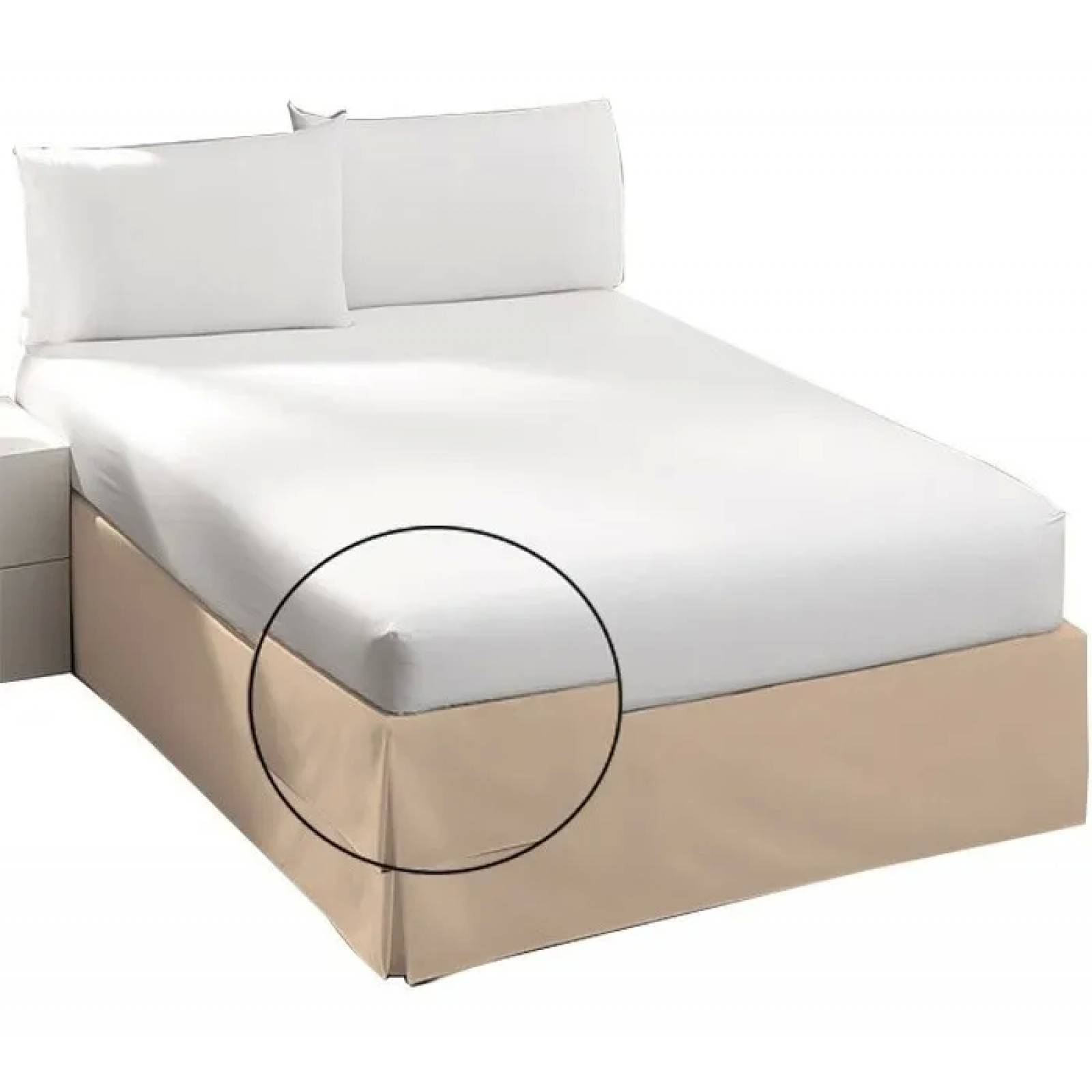 Rodapie De Cama Matrimonial Beige Concord | Faldón Para Colchón