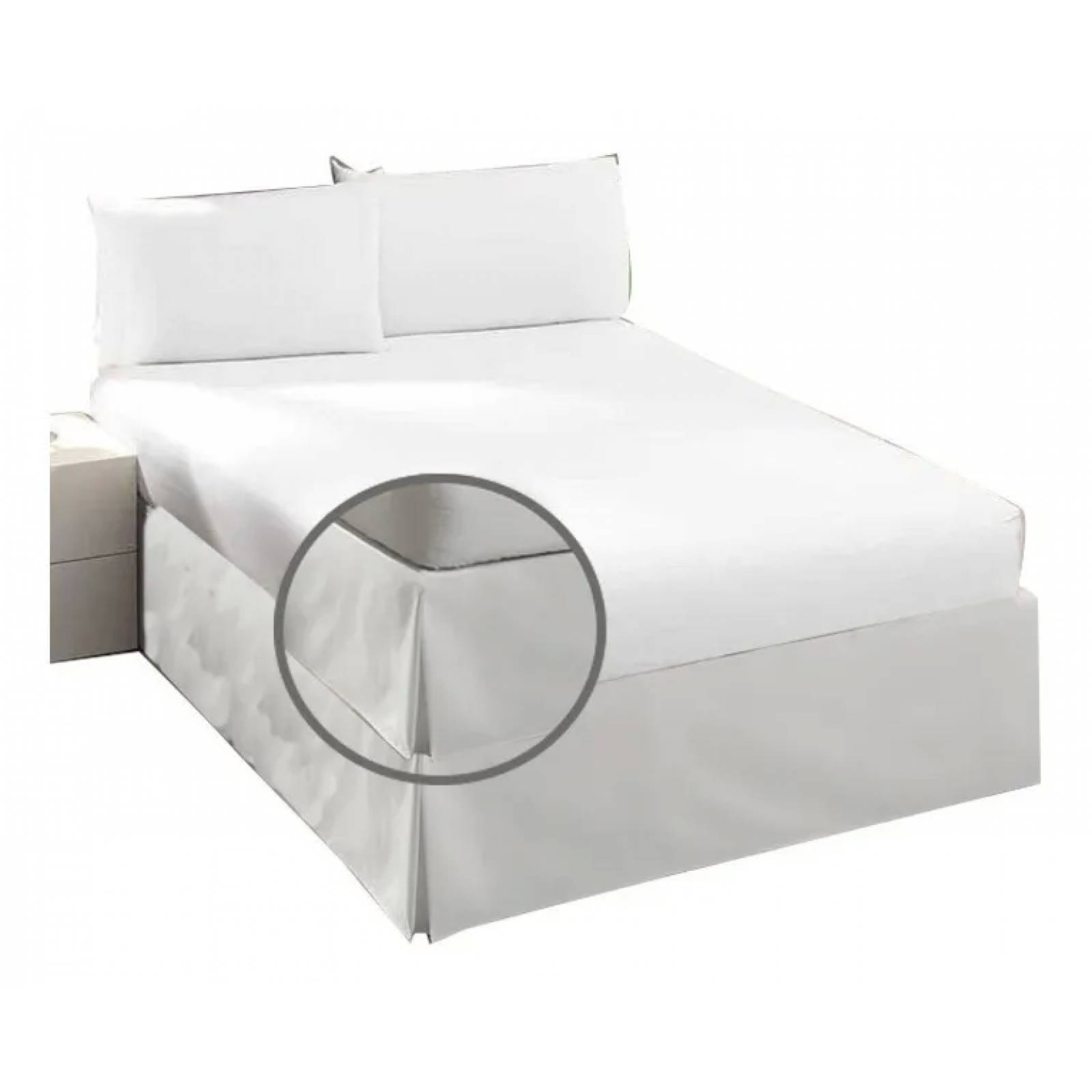 Rodapie De Cama Individual Blanco Concord | Faldón Para Colchón