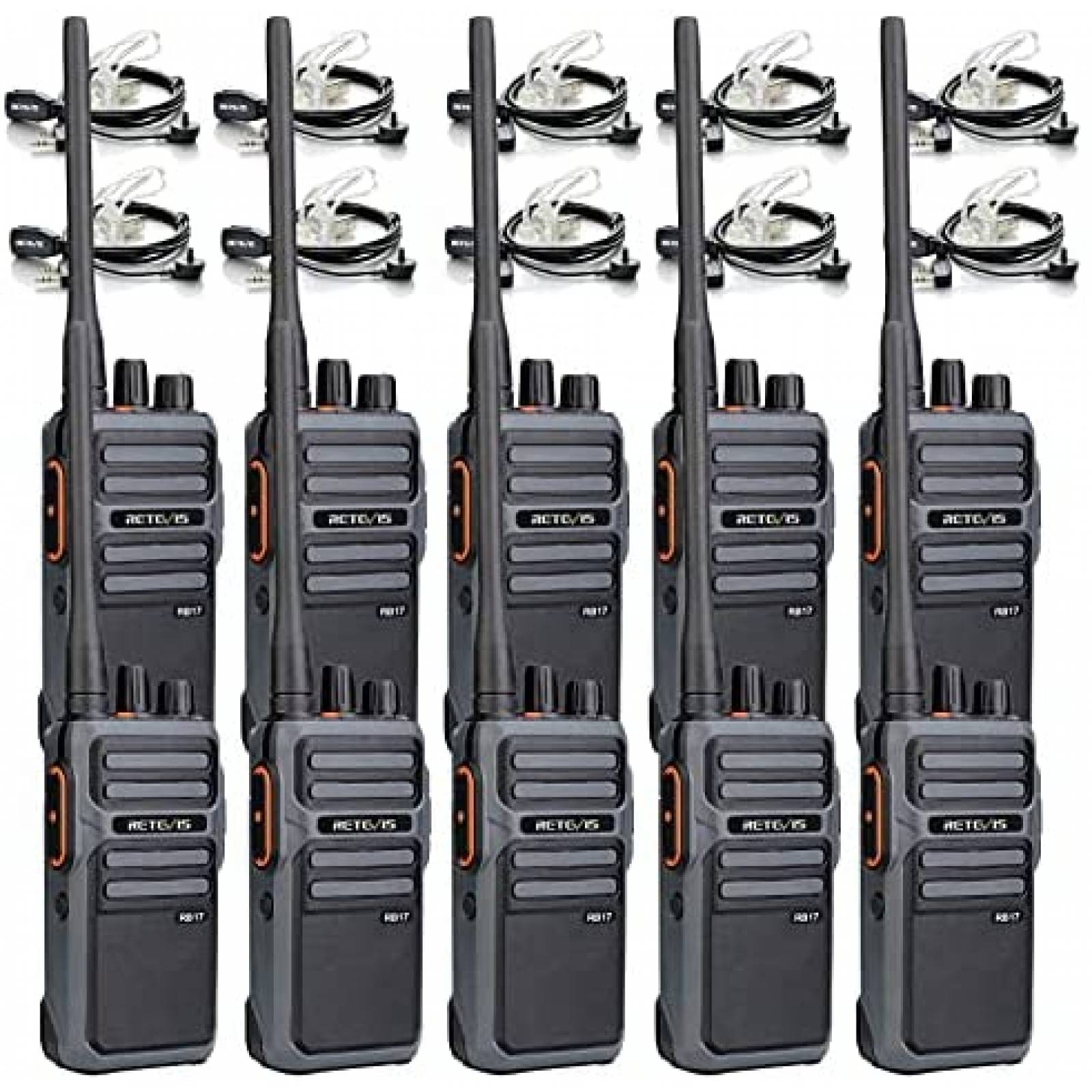 Radio Retevis RB17 de dos vías paquete de 10 -Negro