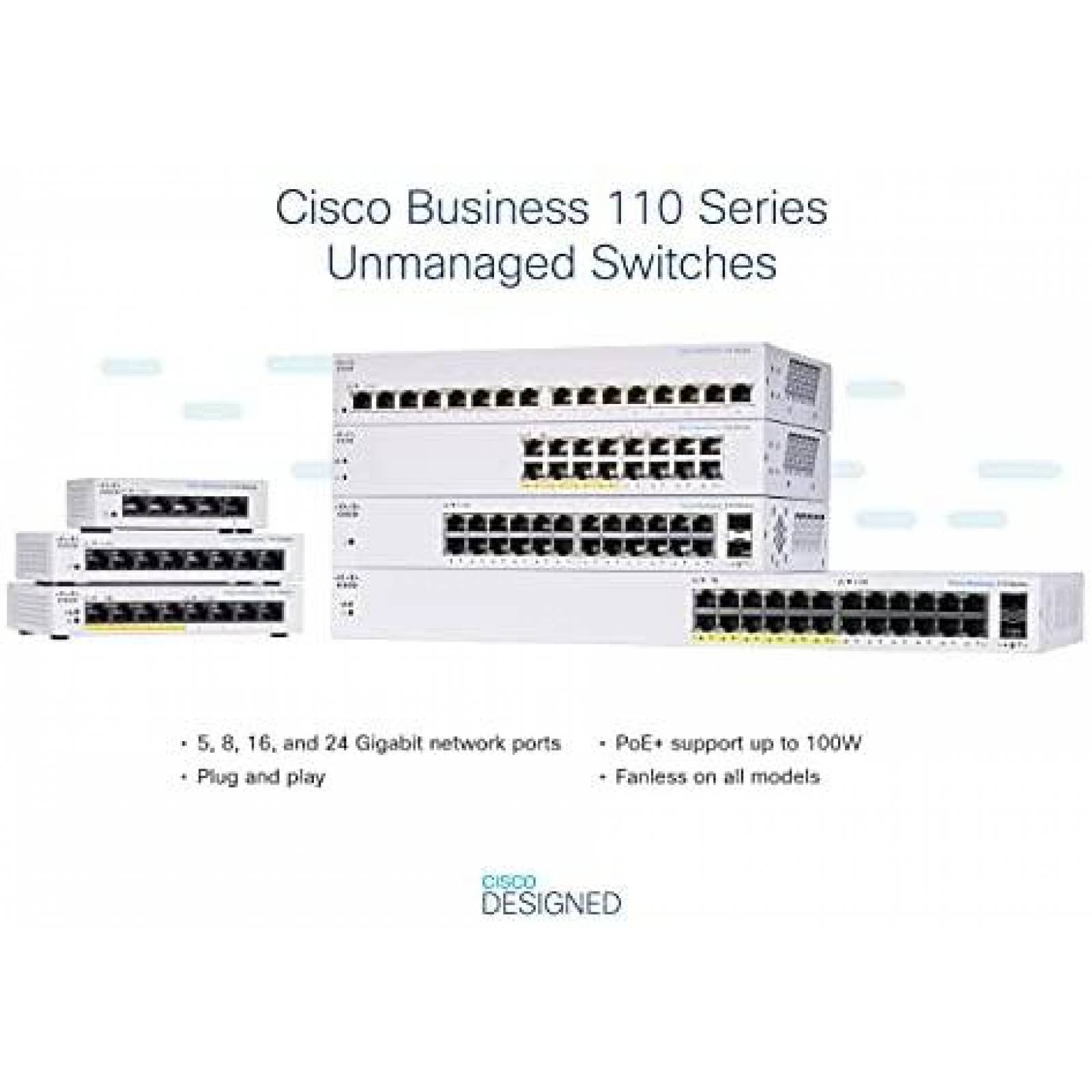 Switcher Cisco Flexible de 24 Puertos GE -Blanco