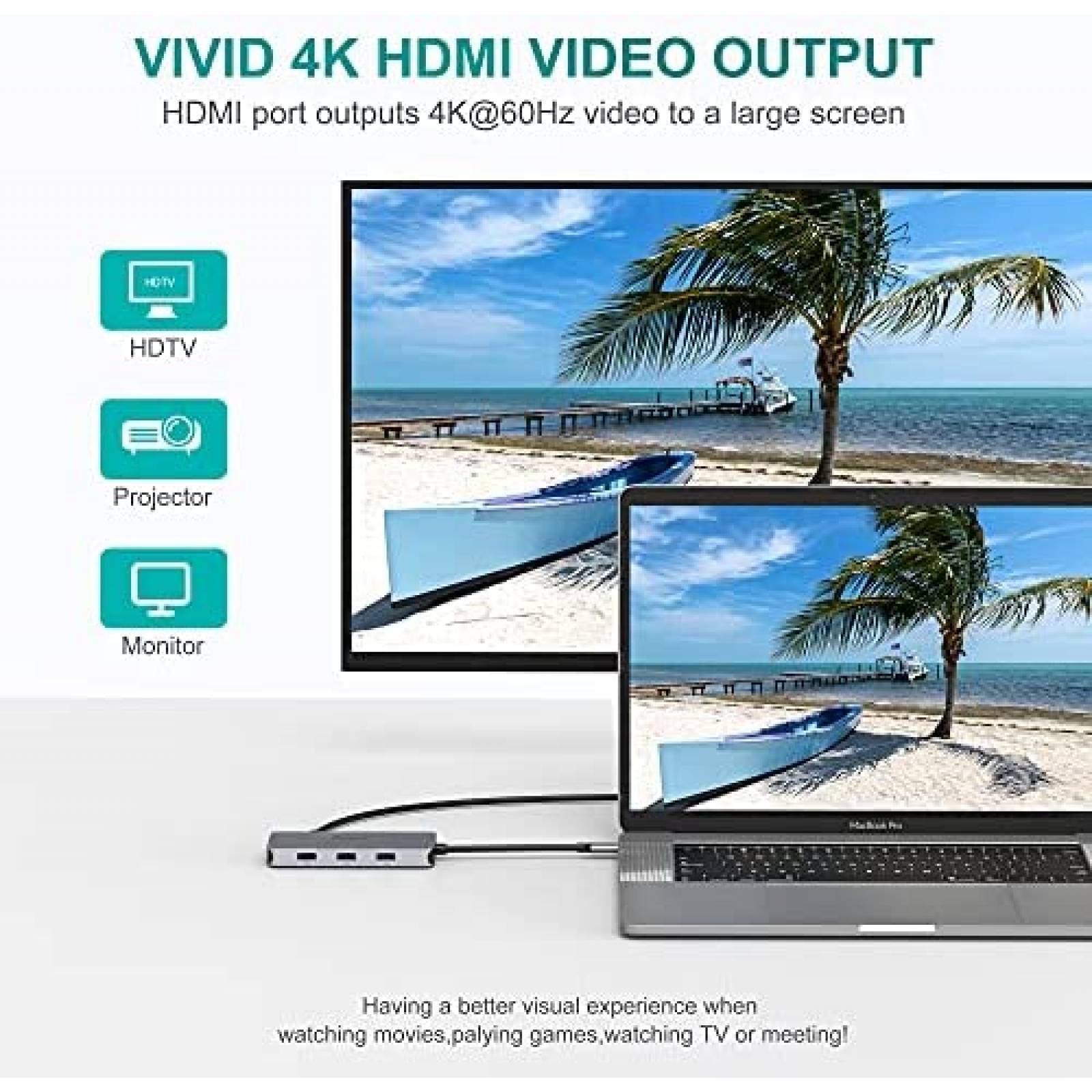 Multipuerto Kapok HDMI Displayport VGA USB 2.0 -Silver