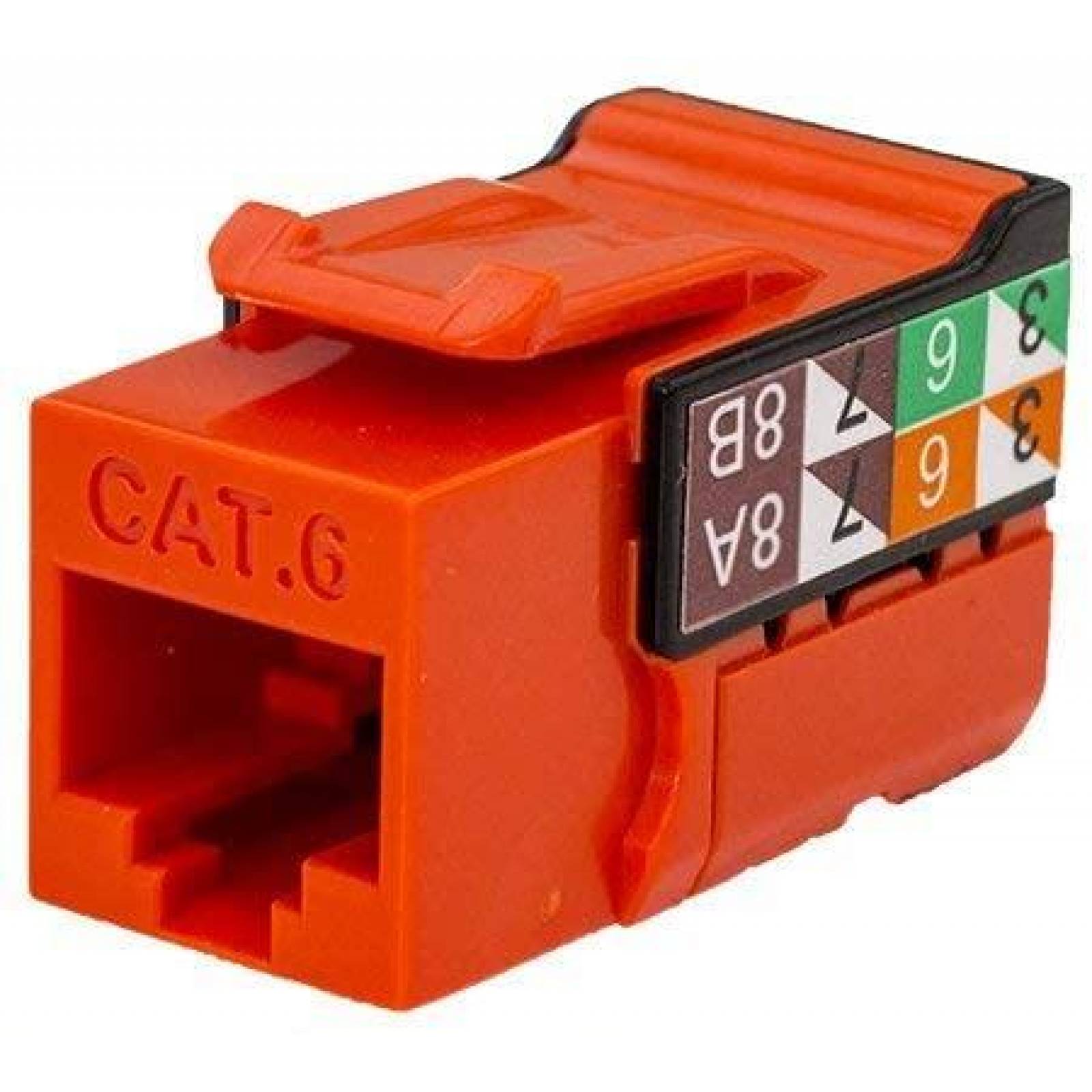 Conector Keystone CAT6 RJ45 Vertical Cable 50 Pzs -Naranja