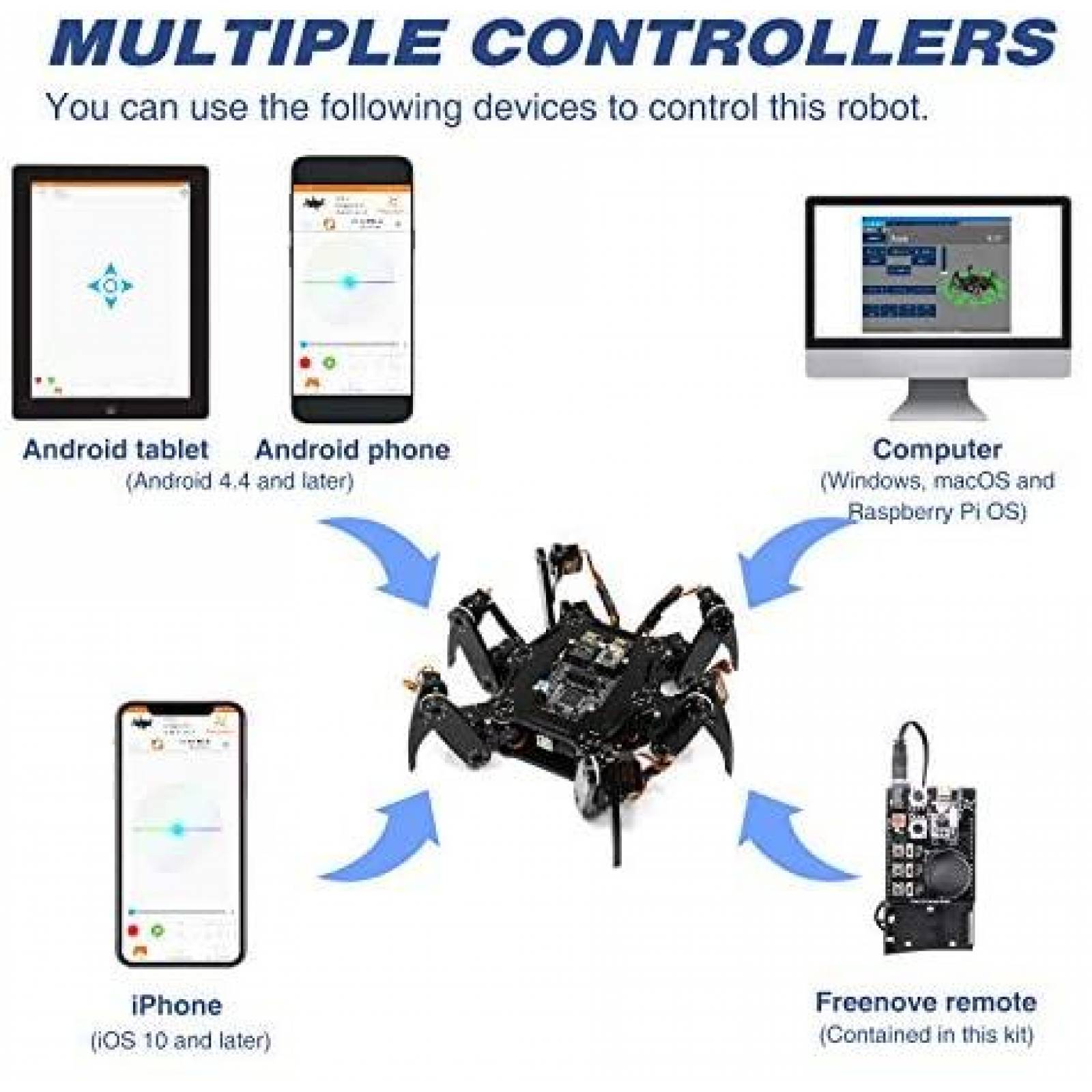 Robot A Control Remoto Freenove Hexapod Facil Programacion