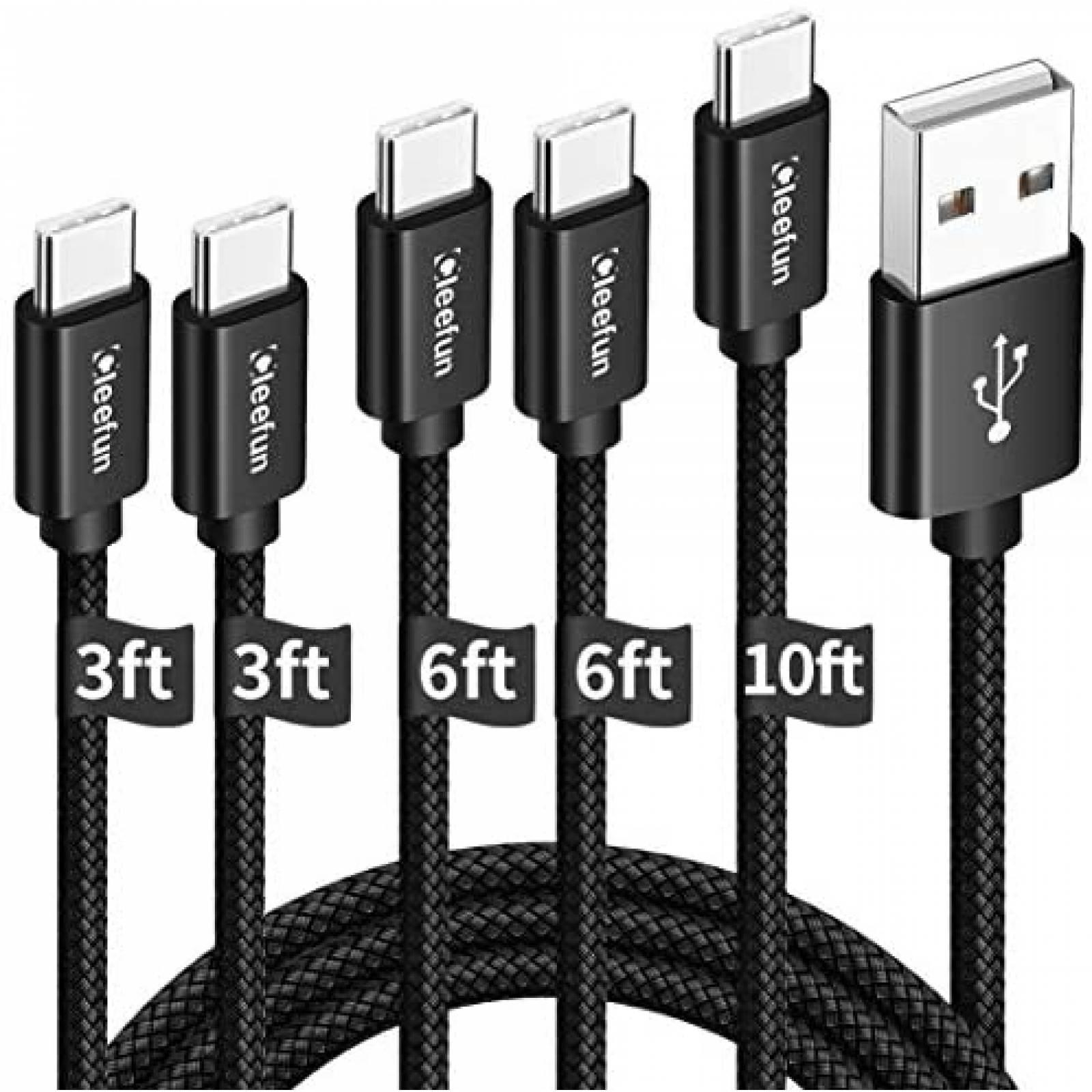 Cable de USB A a USB C CLEEFUN Carga rapida Paquete de 5