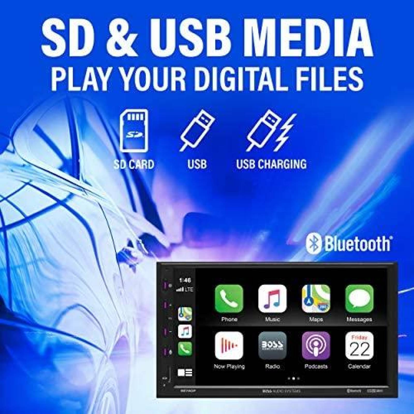 Estereo para Auto BOSS Tactil 7'' LCD GPS Bluetooth -Negro