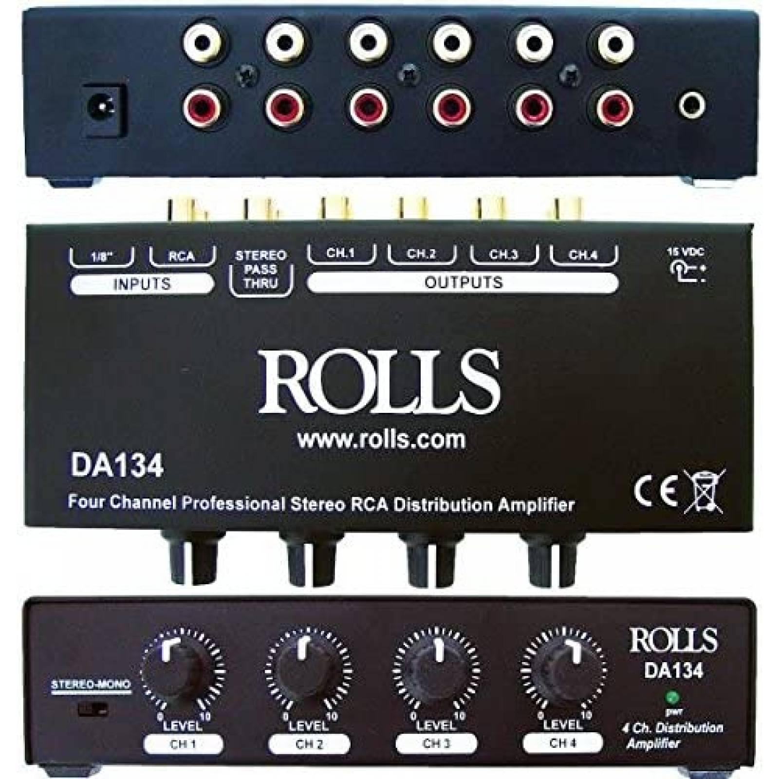 Amplificador Rolls 4 Canales de Distribucion -Negro