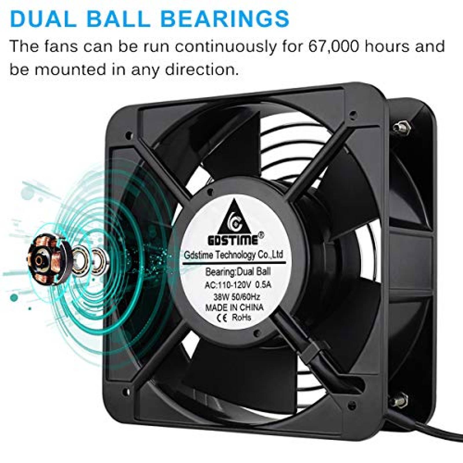 Ventilador para PC GDSTIME AXIAL 15050 150mm 120V -Negro