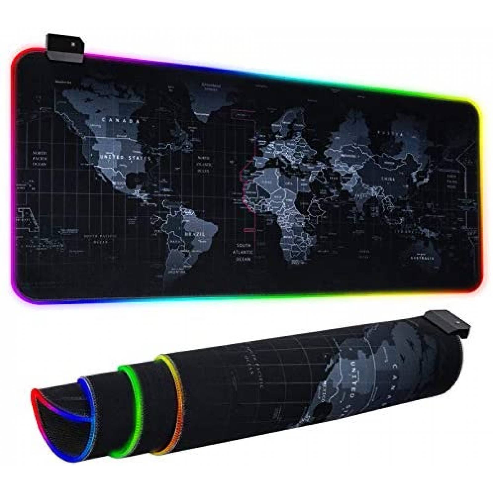 MousePad LINKPAL Mapa Mundi RGB Gaming Luces -Negro