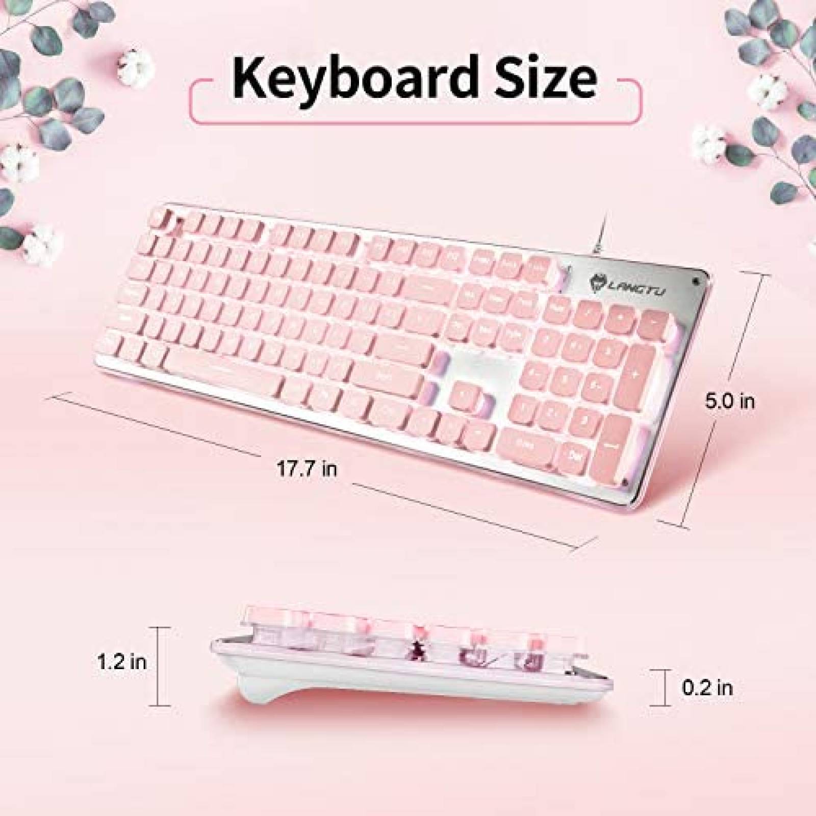 Teclado LANGTU LED Metalico USB 25 teclas Membrana -Rosa