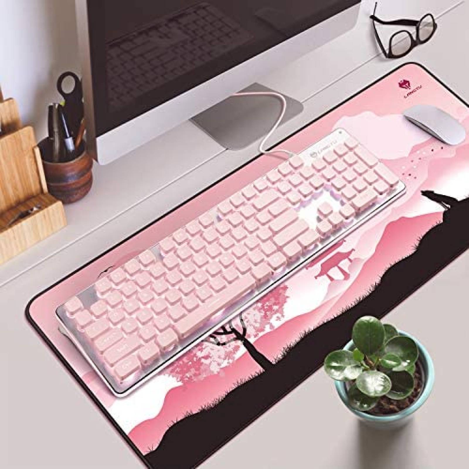 Teclado LANGTU LED Metalico USB 25 teclas Membrana -Rosa