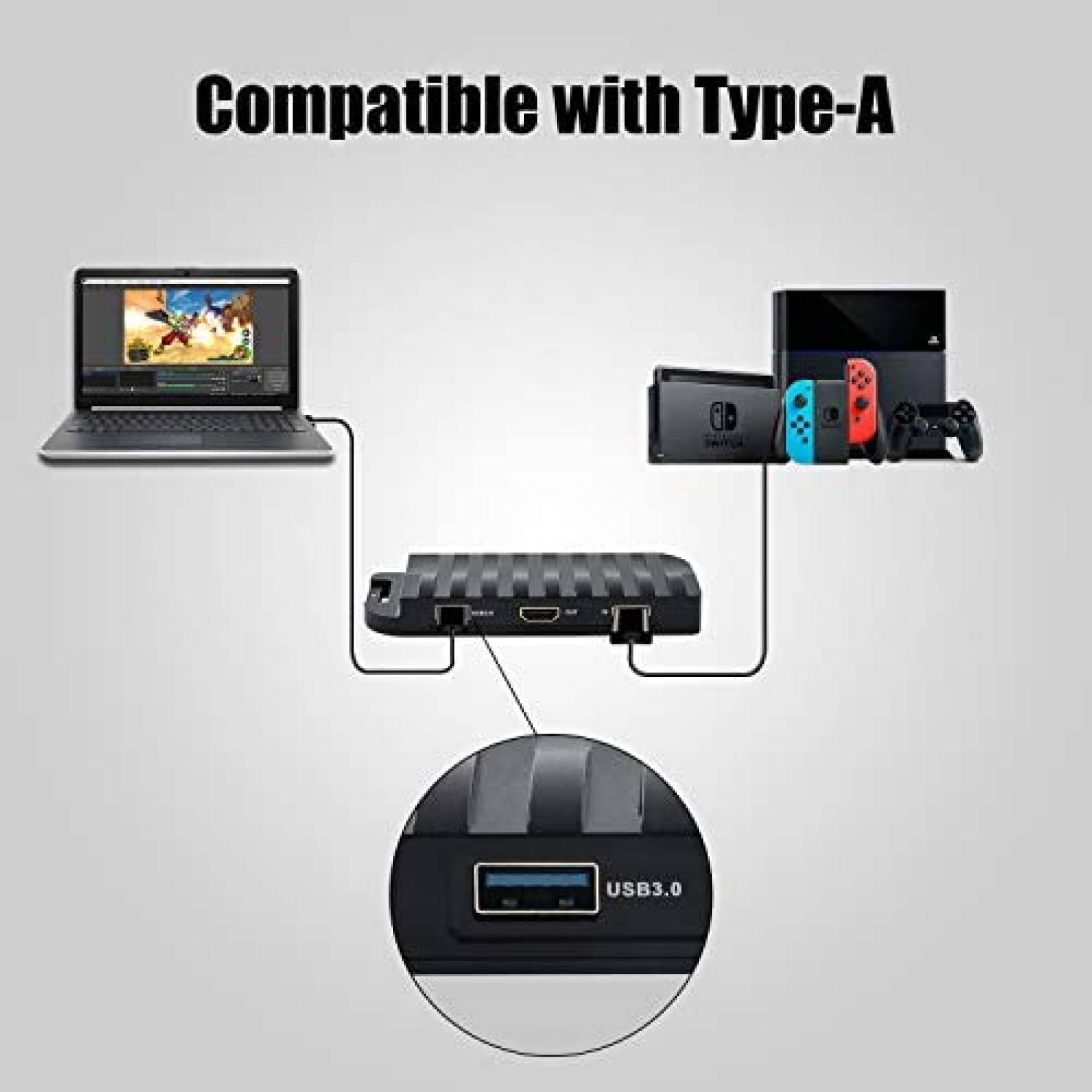 Tarjeta Captura De Video TreasLin 4K HDMI USB 3.0 -Negro