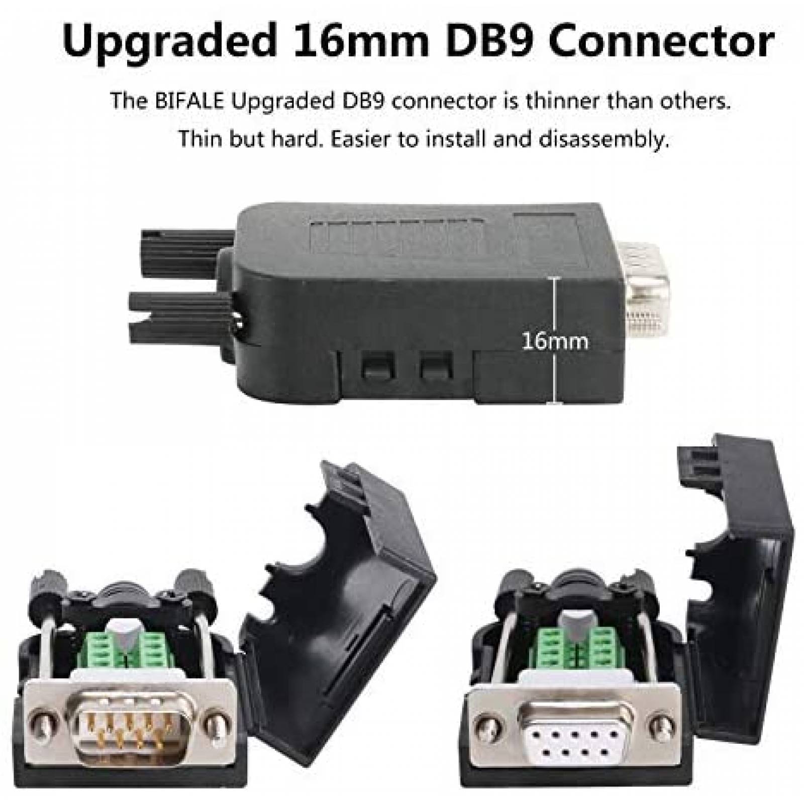 Conector DB9 BIFALE RS232 2 Machos 2 Hembras 16mm 9 Pin