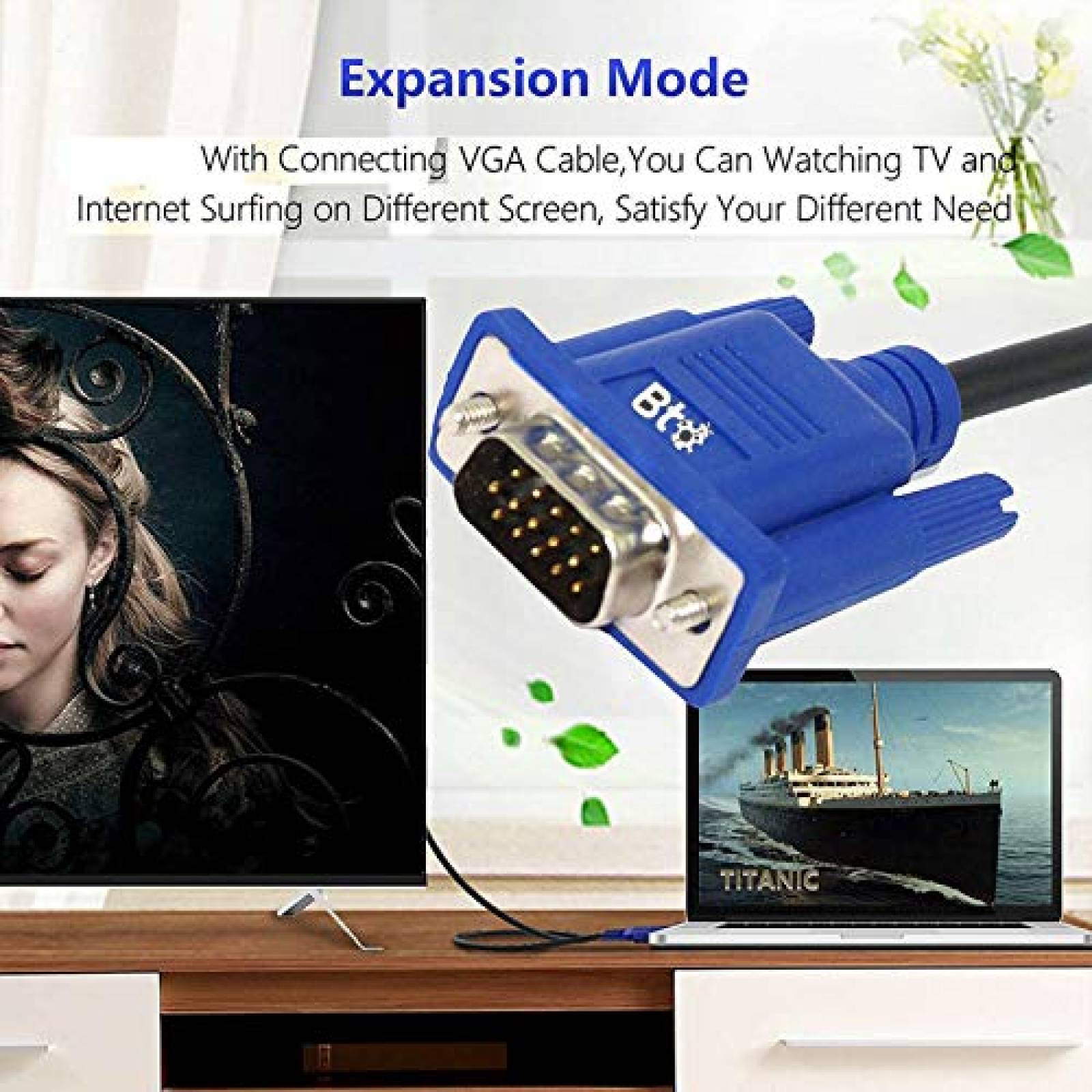 Cable BTO VGA Macho a Macho 15 pines 1080p 6ft -Azul