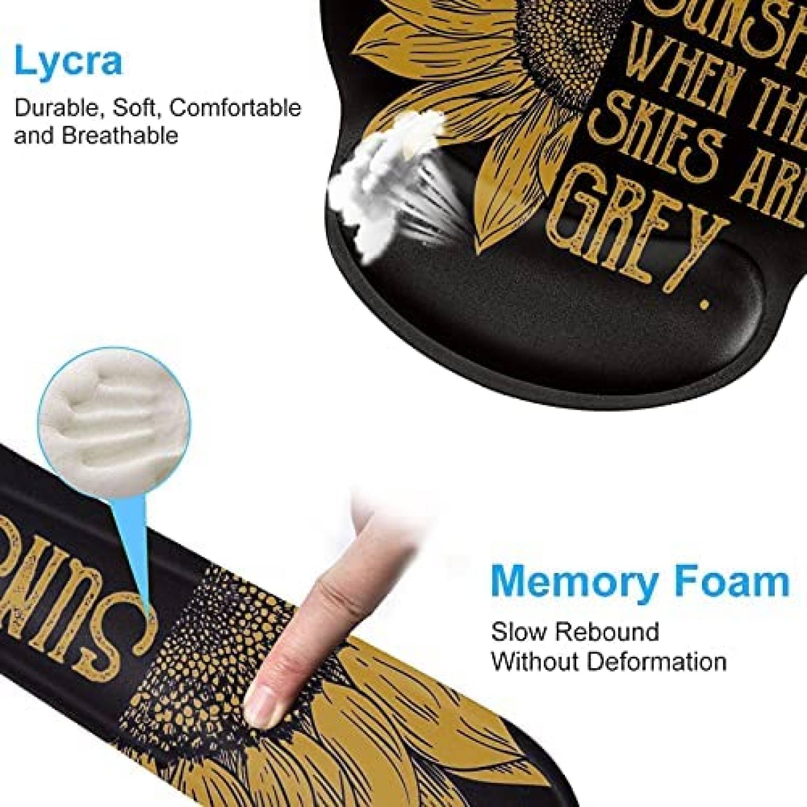 MousePad BOSLIVE Girasoles Gaming comodo taza -Negro