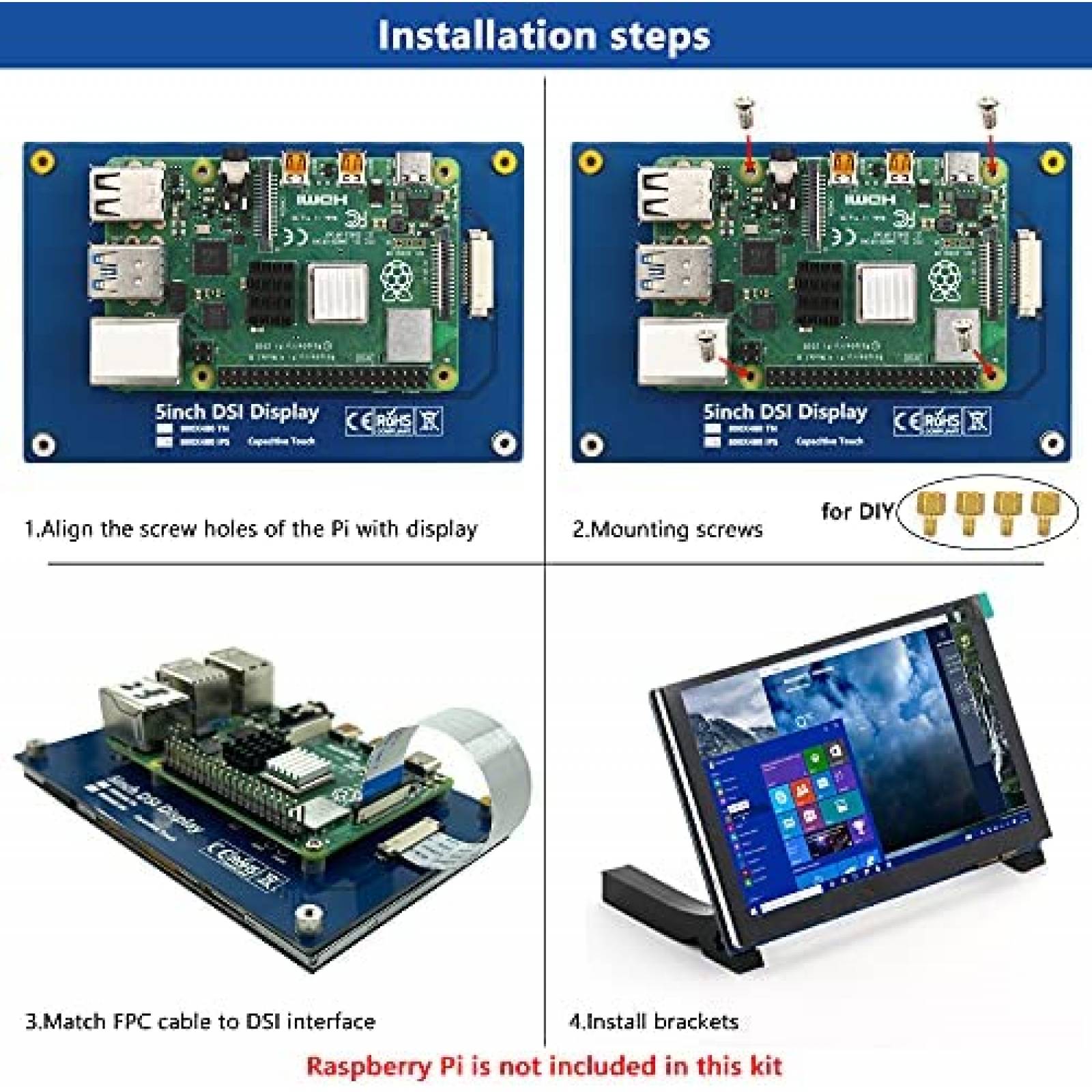 Pantalla CUQI Raspberry Pi 4 5" Touchscreen LCD Monitor