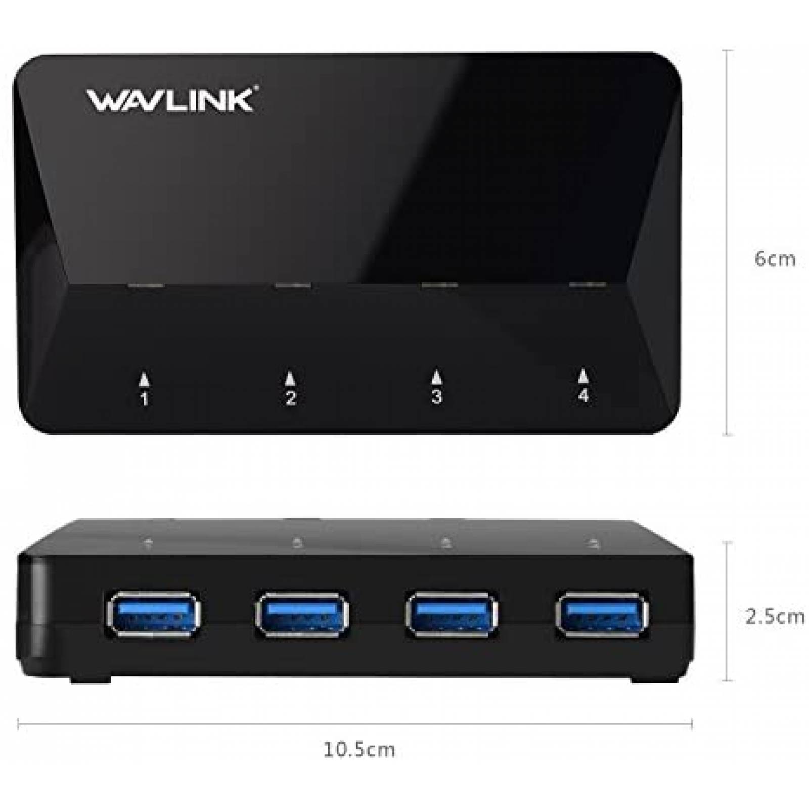 Hub WAVLINK USB 3.0 de 7 Puertos para Windows -Negro