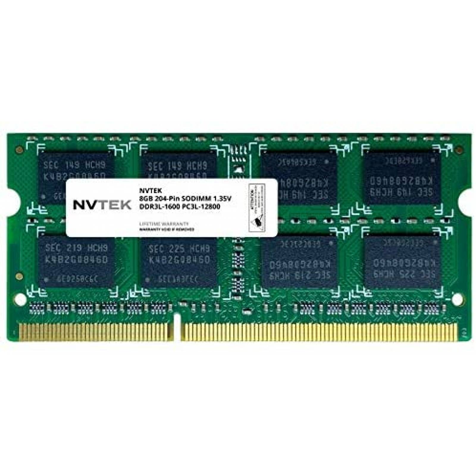 Memoria RAM NVTEK 8GB DDR3-1600 PC3-12800 SODIMM -Verde