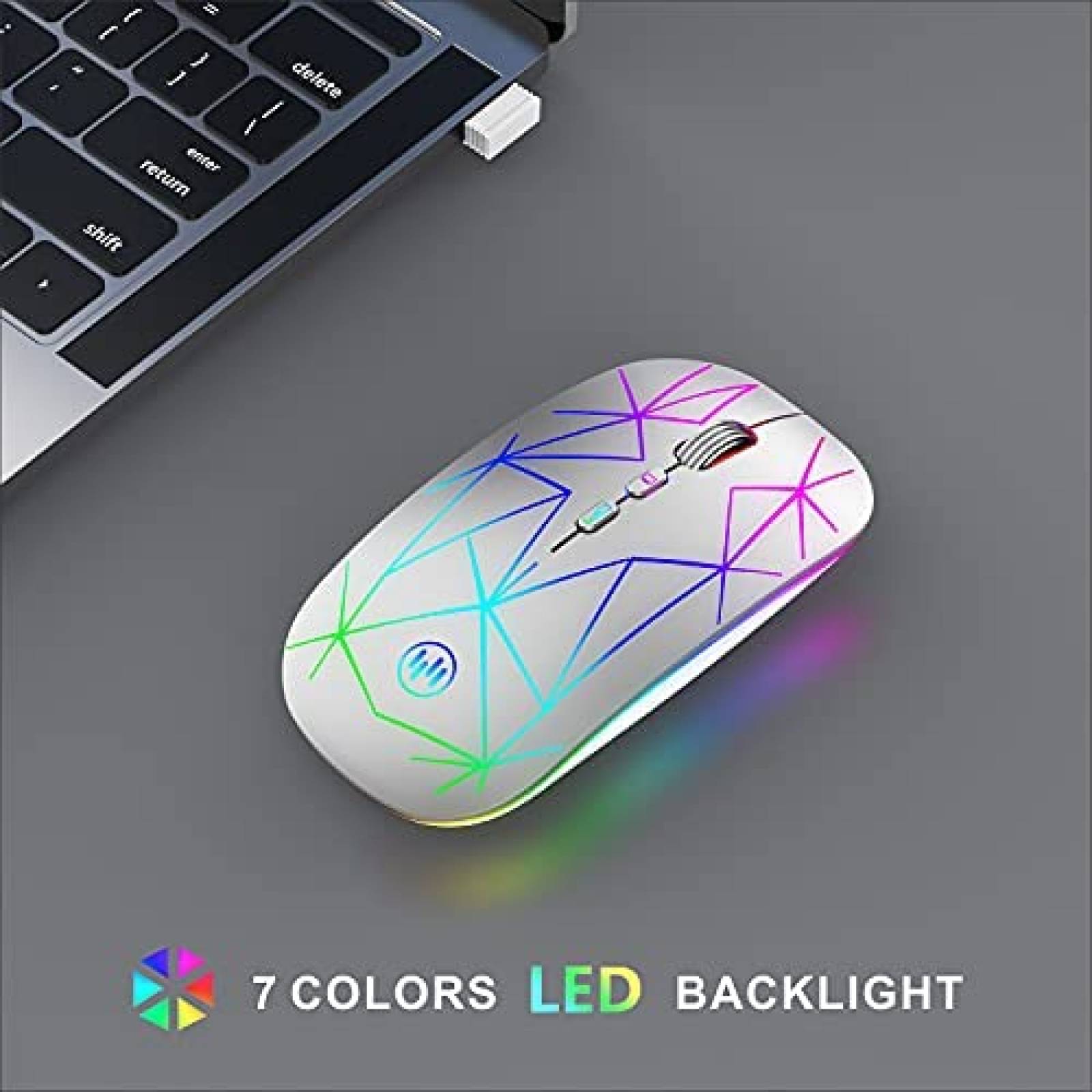 Mouse Inalambrico TENMOS T19 2.4GHz con Luz LED -Gris