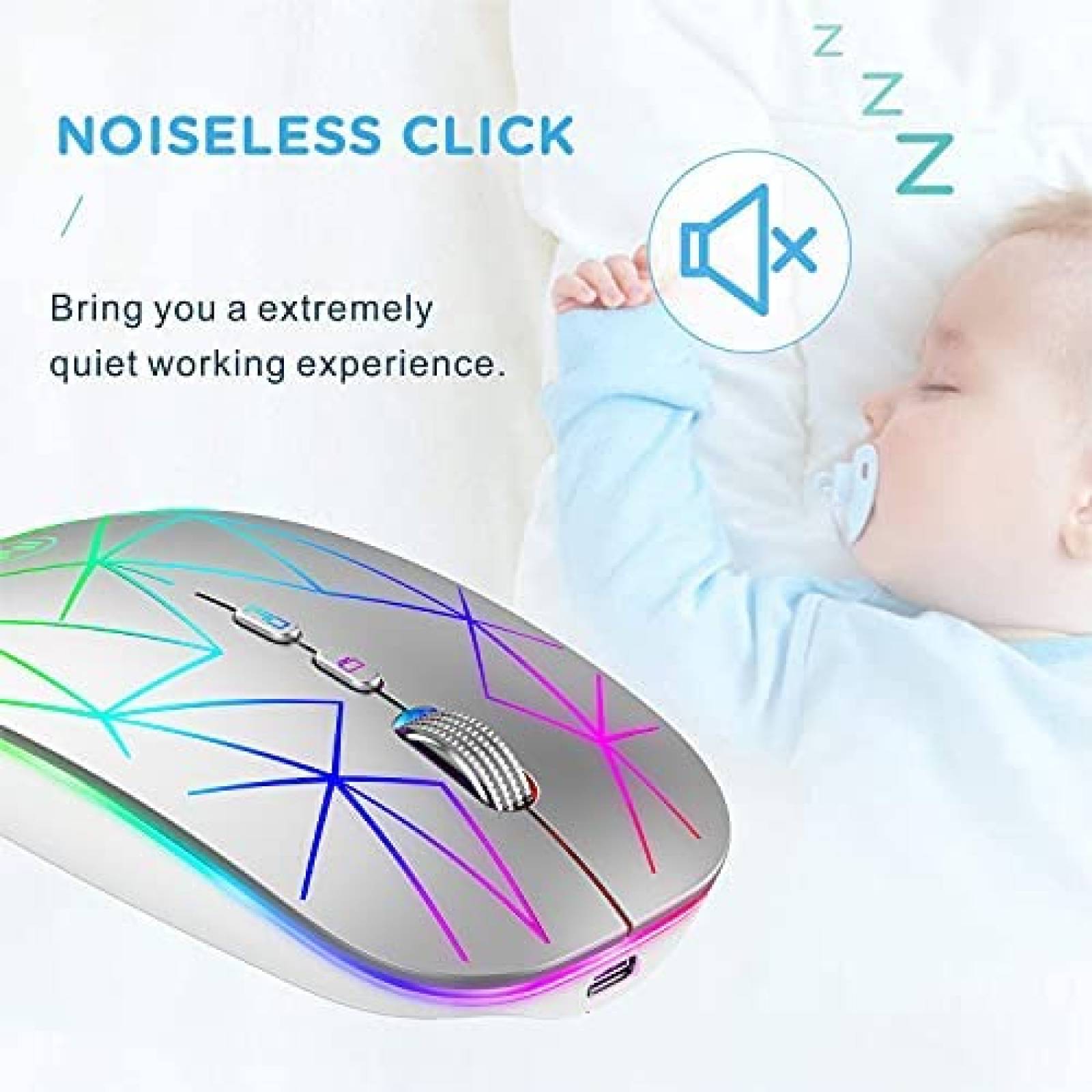 Mouse Inalambrico TENMOS T19 2.4GHz con Luz LED -Gris