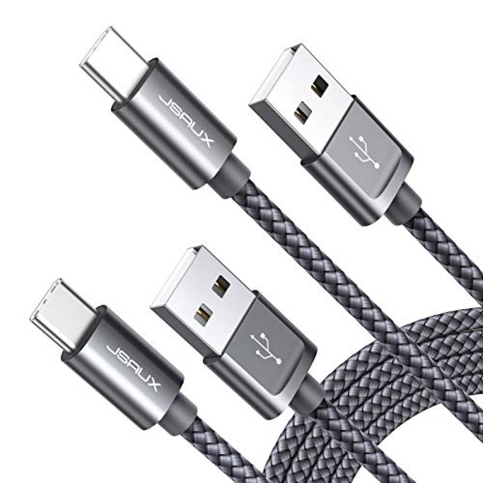 Cable JSAUX 2 Pzs Carga Rapida 3A USB C 10 ft -Gris