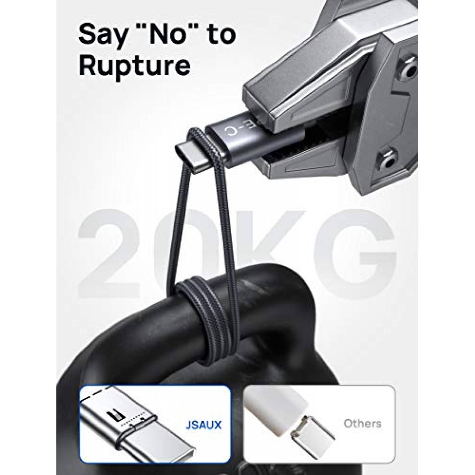 Cable JSAUX 2 Pzs Carga Rapida 3A USB C 10 ft -Gris