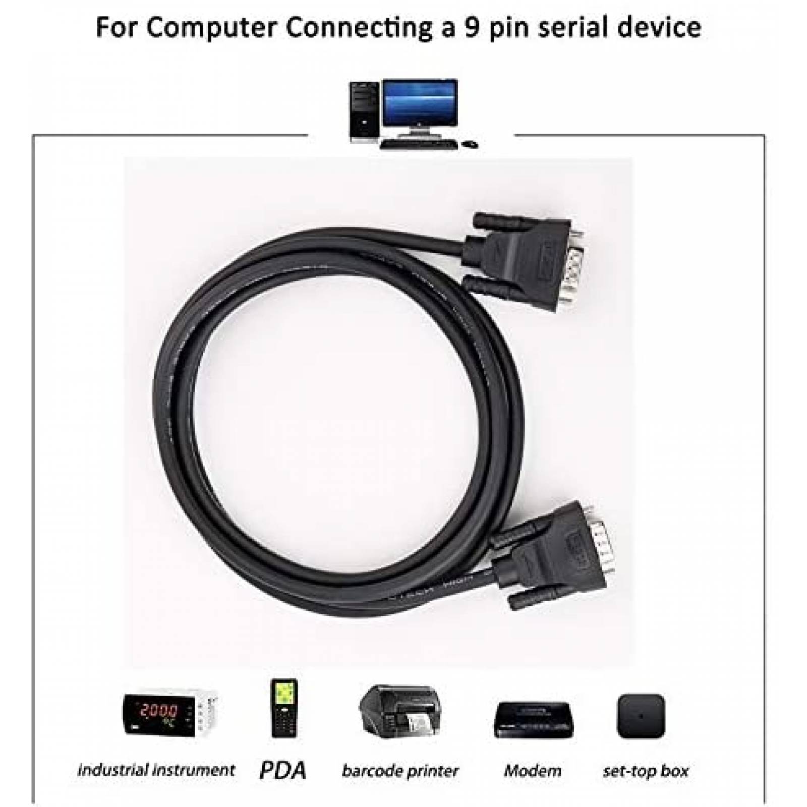 Cable para Modem Dtech DB9 RS232 de 15 pies -Negro