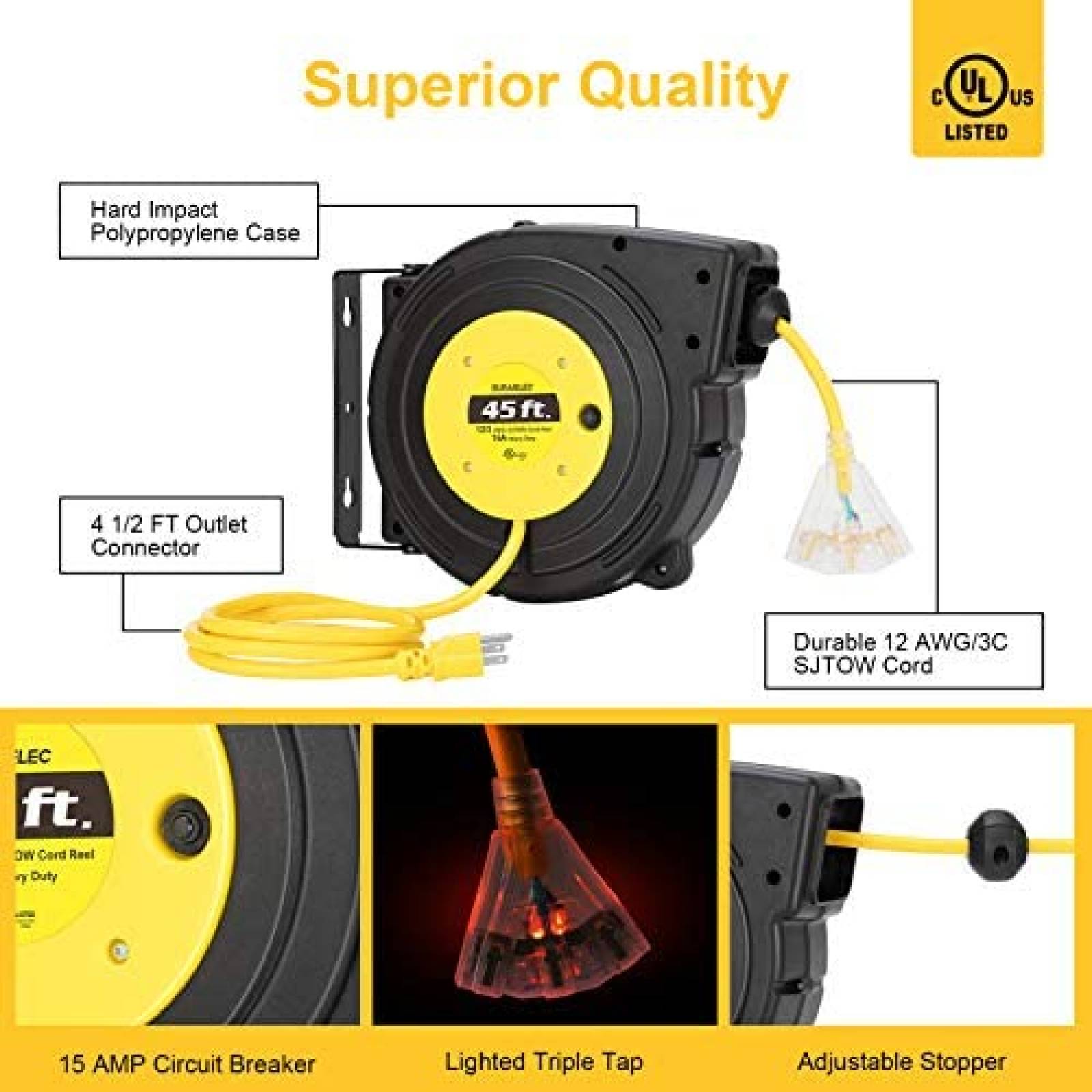 Carrete de cable de extension SURAIELEC calibre 12 45F