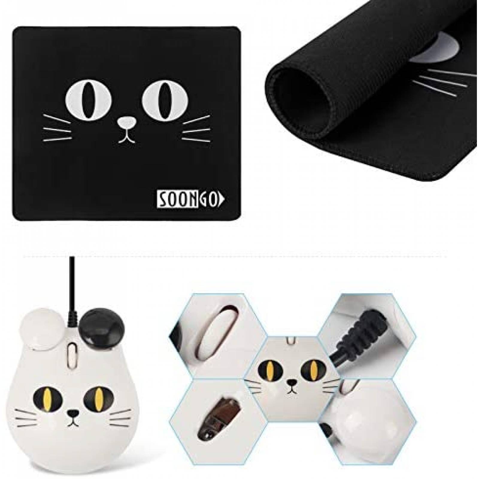 MousePad SOON GO Gato Niños Computador Caucho -Negro