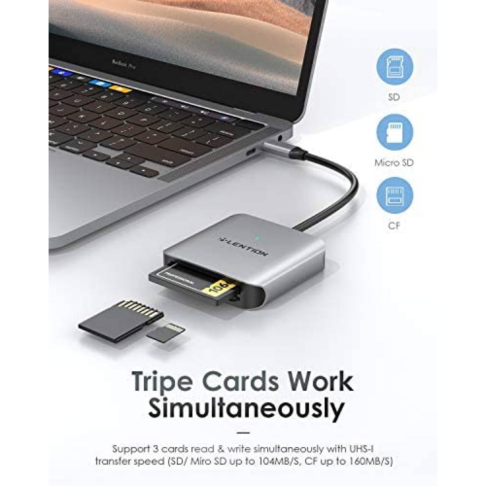 Adaptador Memoria LENTION Micro SD Compatible USB C -Gris