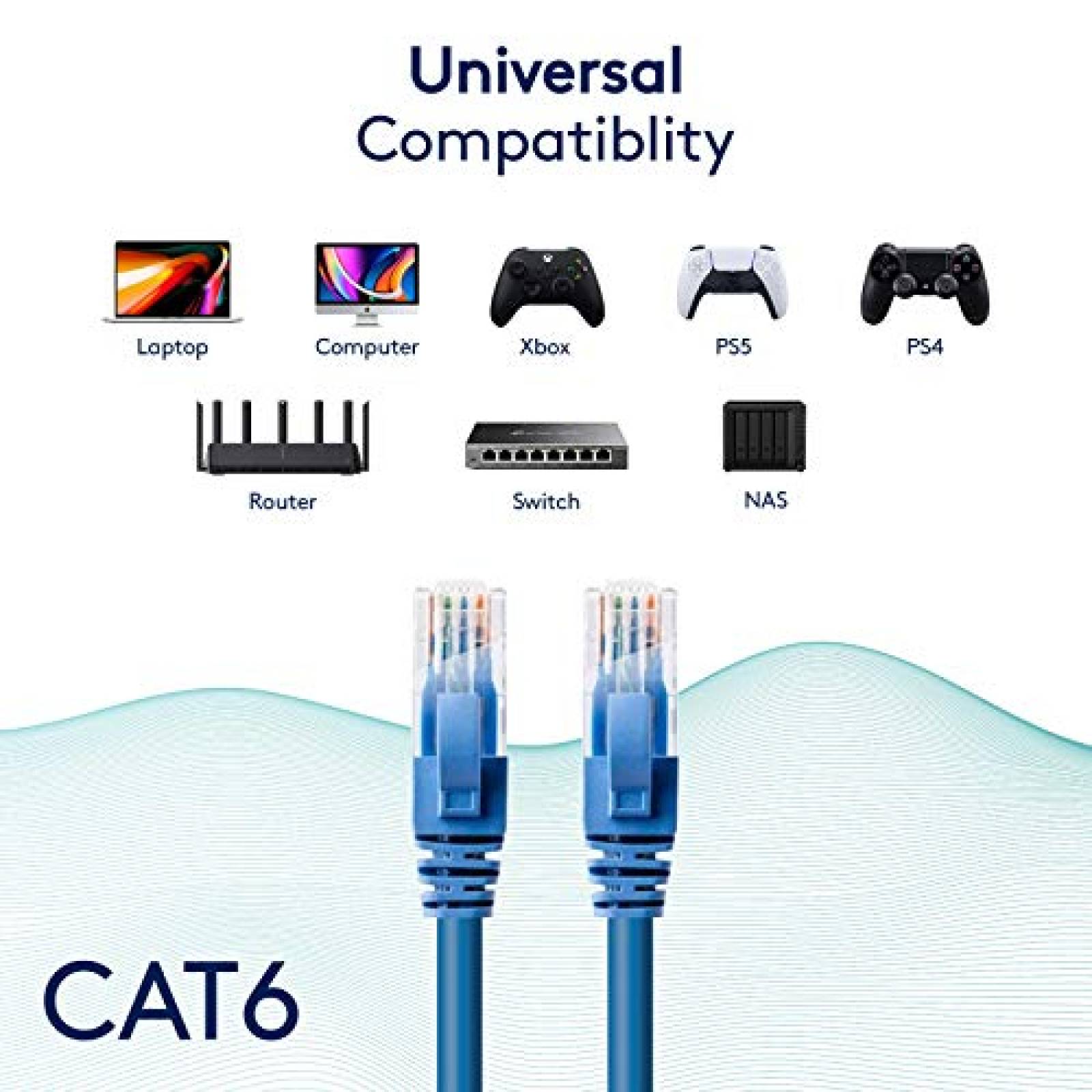 Cable Ethernet Cat 6 GESS Technologies de 7ft y 10Gbps -Azul