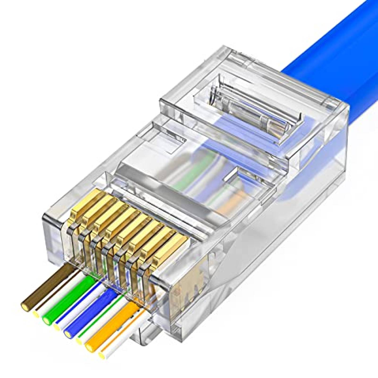 Conector de paso AOWIZ RJ45 Cat 5 Cat 6 100 conectores