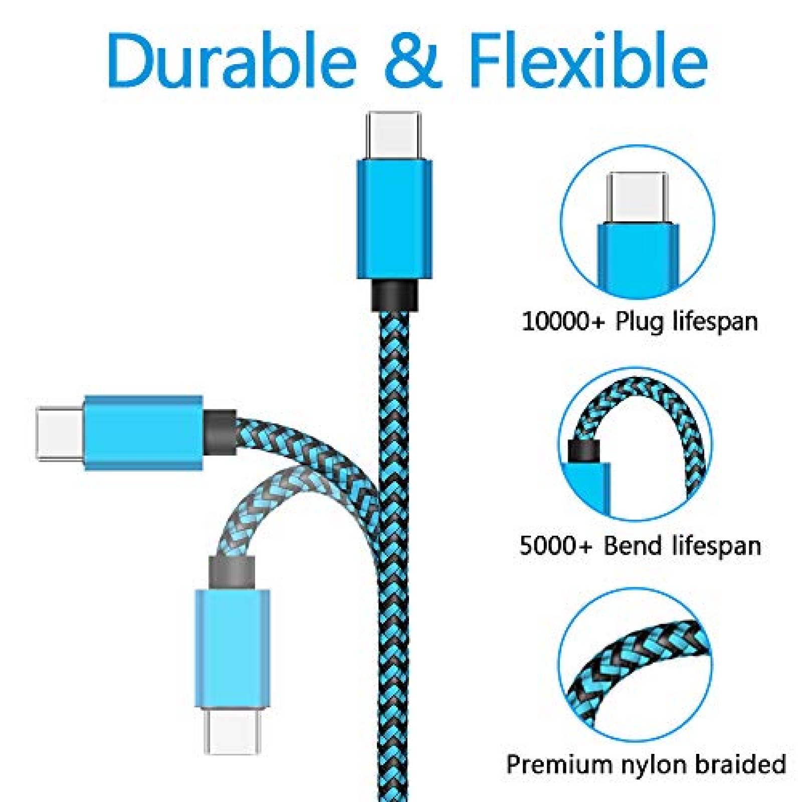 Cable con entrada tipo USB C DEEGO 15ft -Negro/azul