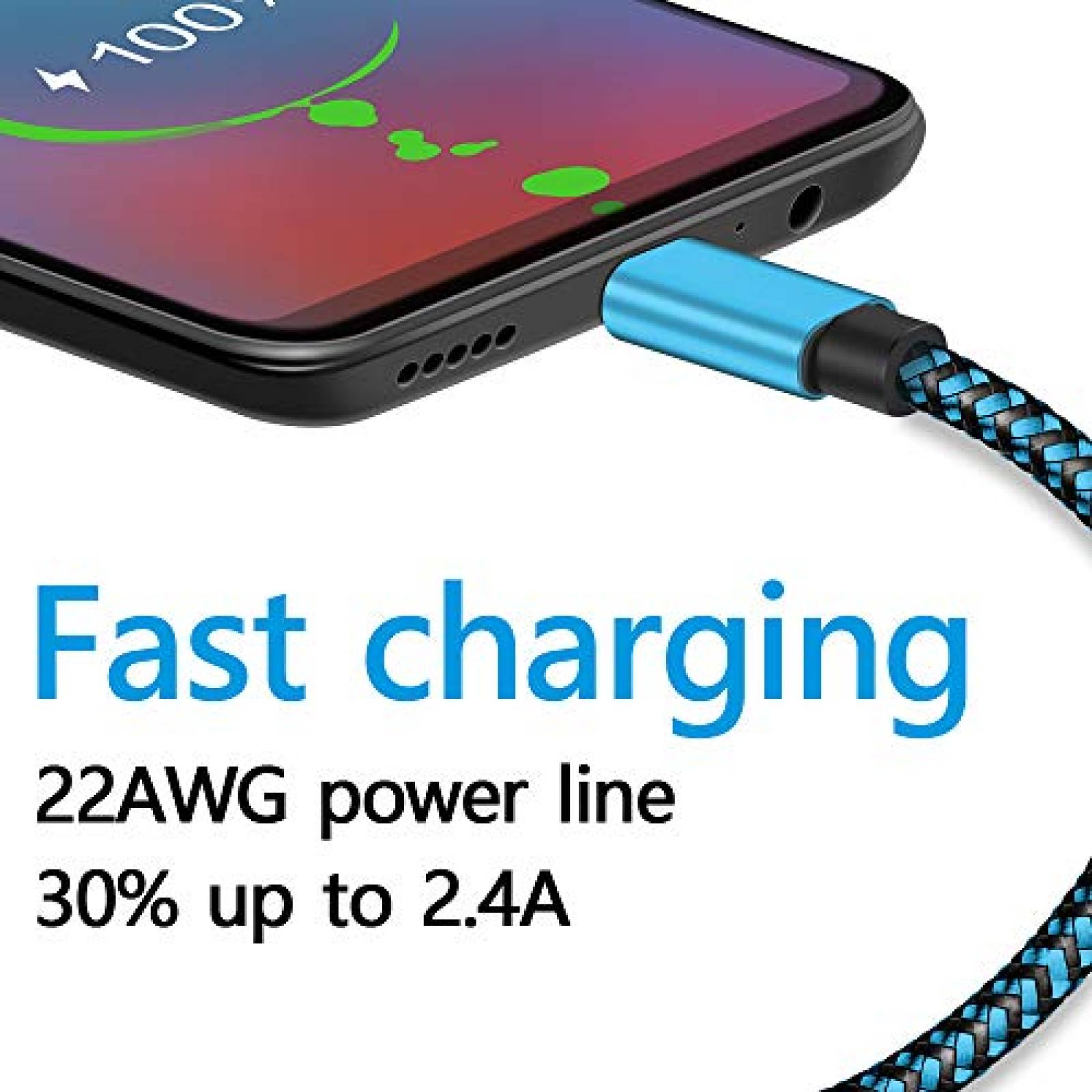 Cable con entrada tipo USB C DEEGO 15ft -Negro/azul