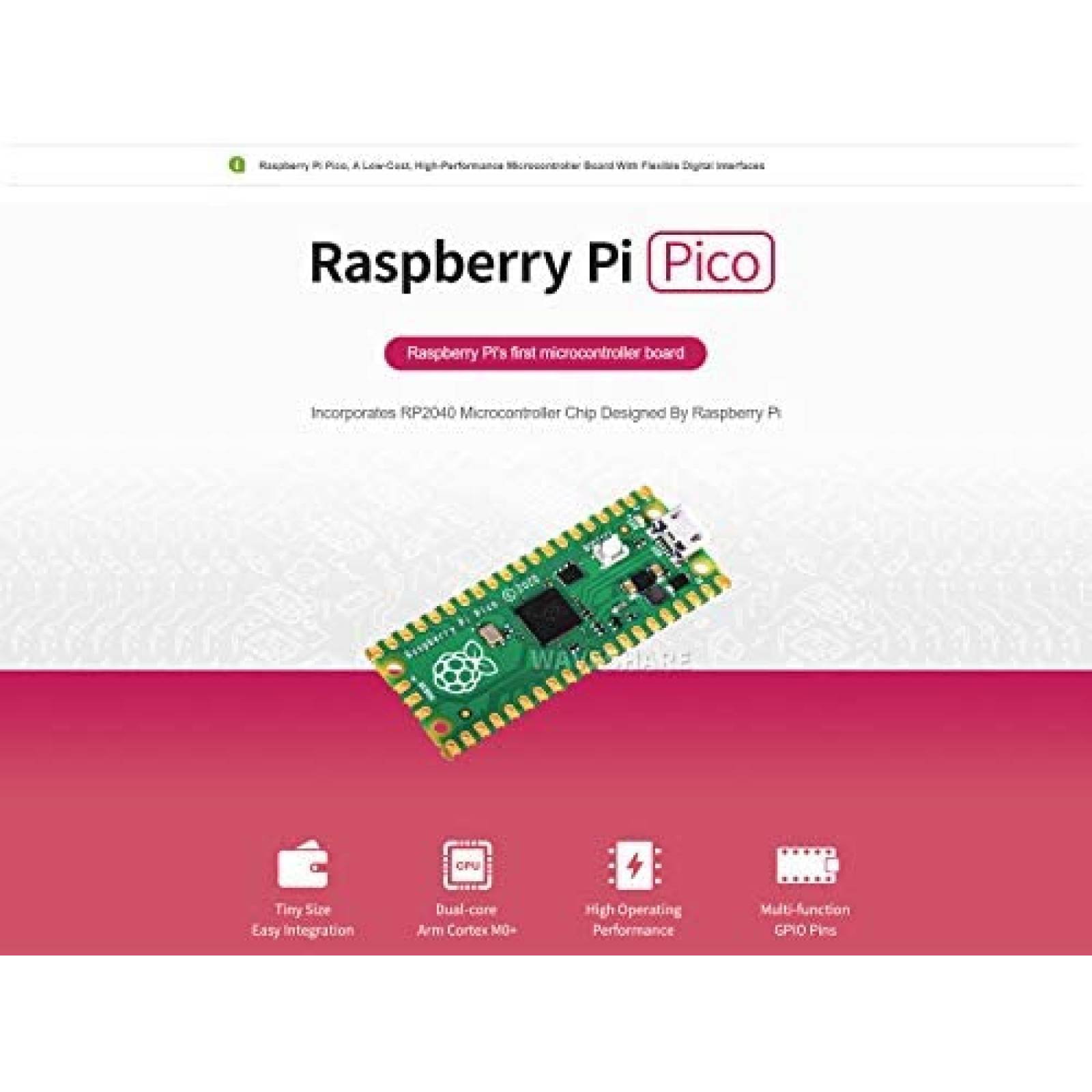 Micro Controlador waveshare Raspberry Pi Pico Flexible Chip